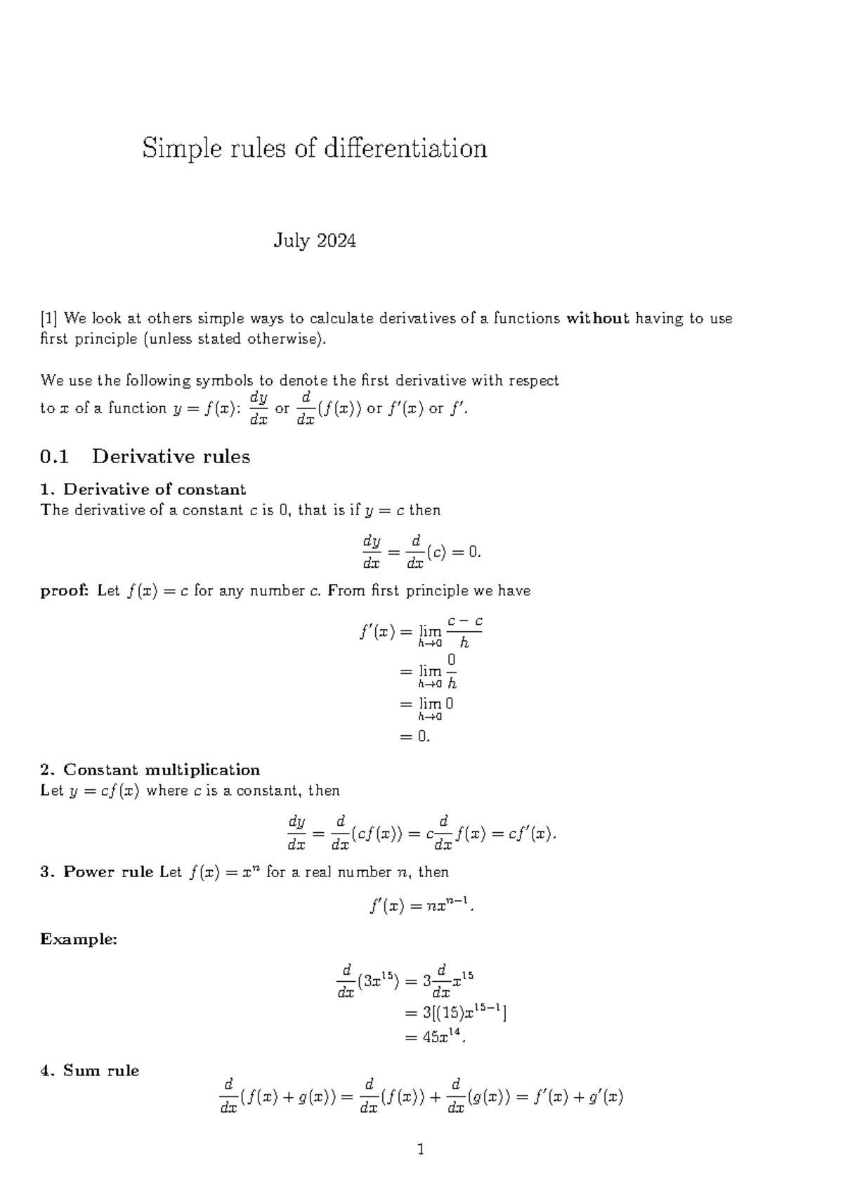 Derivative rules - Copy - Simple rules of differentiation July 2024 [1] We look at others simple ...