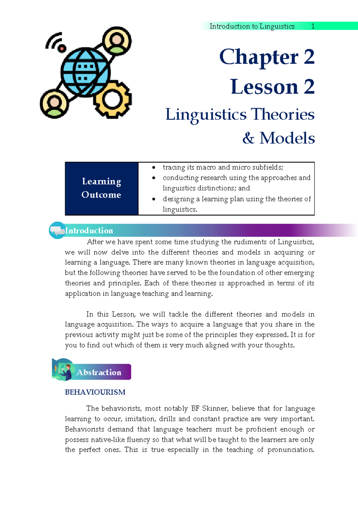 Chapter 2 Lesson 2 Linguistics Theories & Models - Chapter 2 Lesson 2 ...