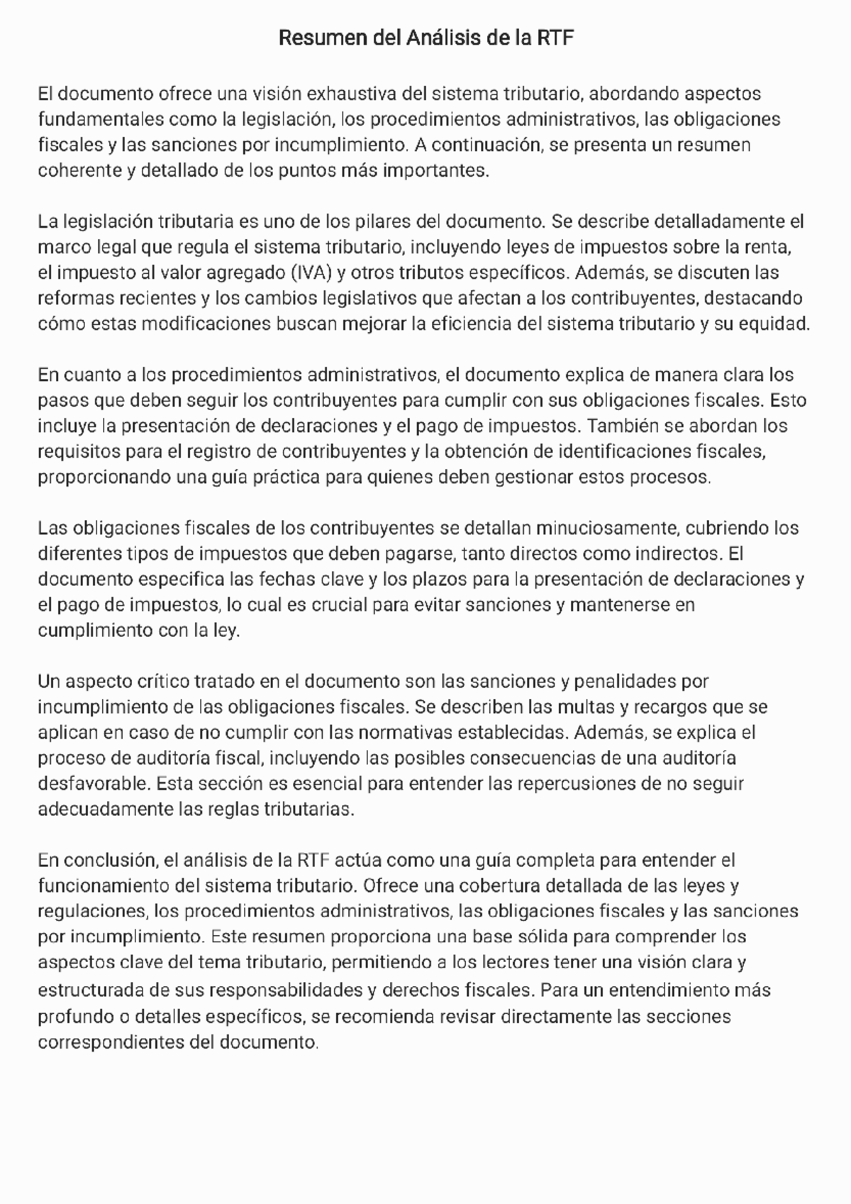 Analisis de la RTF Semana 11 240607 190001 - Resumen del Análisis de la RTF El documento ofrece ...