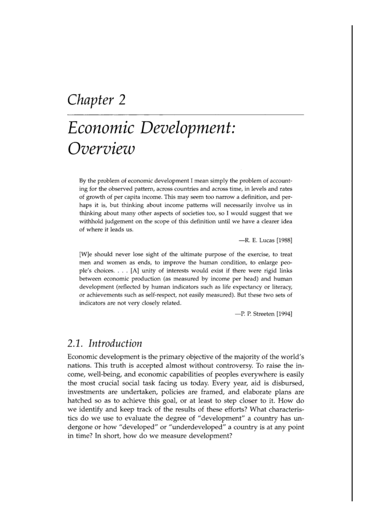 Unit 1 basic development economics - Chapter 2 Economic Development: Overview By the problem of ...