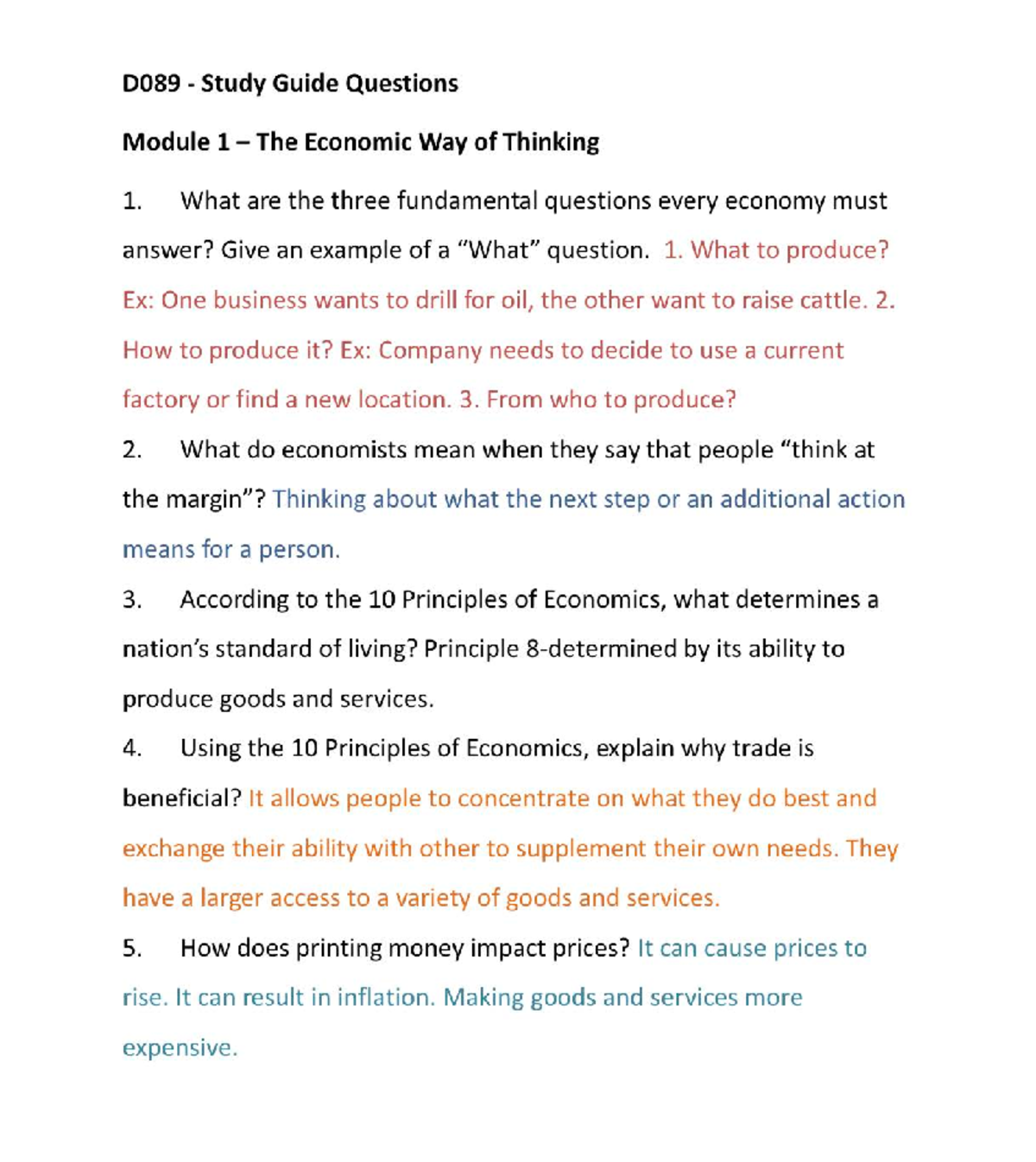Study Guide - Summary Principles of Economics - D089 - Studocu