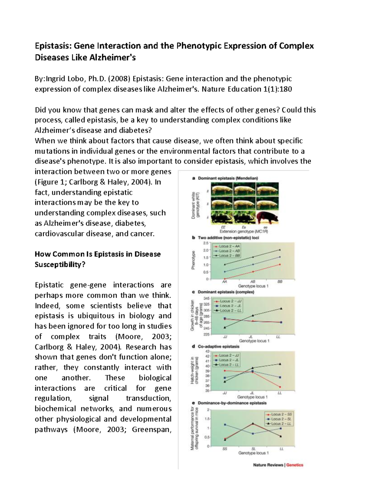 4-4 Epistasis Complex Diseases - Epistasis: Gene Interaction and the Phenotypic Expression of ...