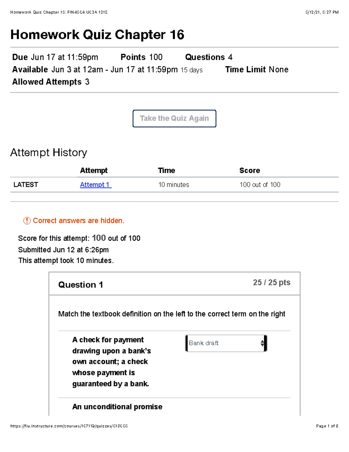 Homework Quiz Chapter 16: FIN4604 U02A 1215 - Homework Quiz Chapter 16 ...