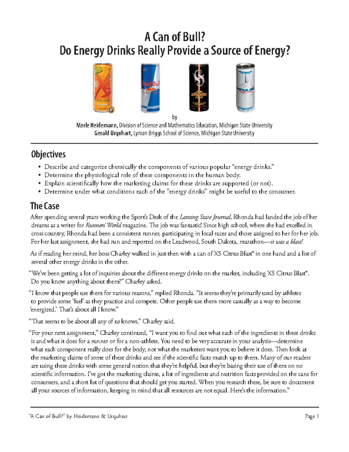 Energy drinks - Objectives Describe and categorize chemically the ...