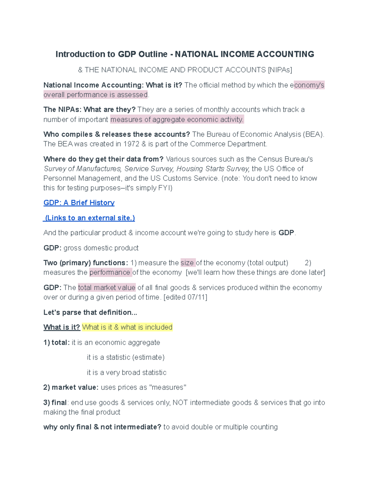 Introduction to GDP Outline - Google Docs - Introduction to GDP Outline ...