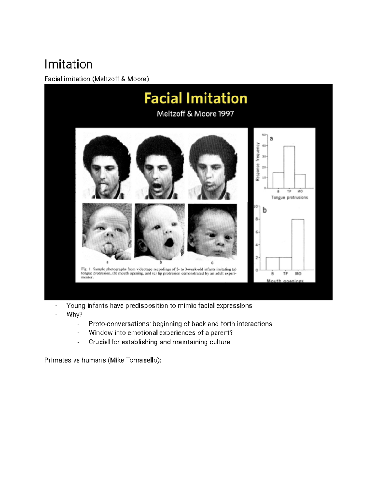 Social development - Imitation Facial imitation (Meltzoff & Moore ...
