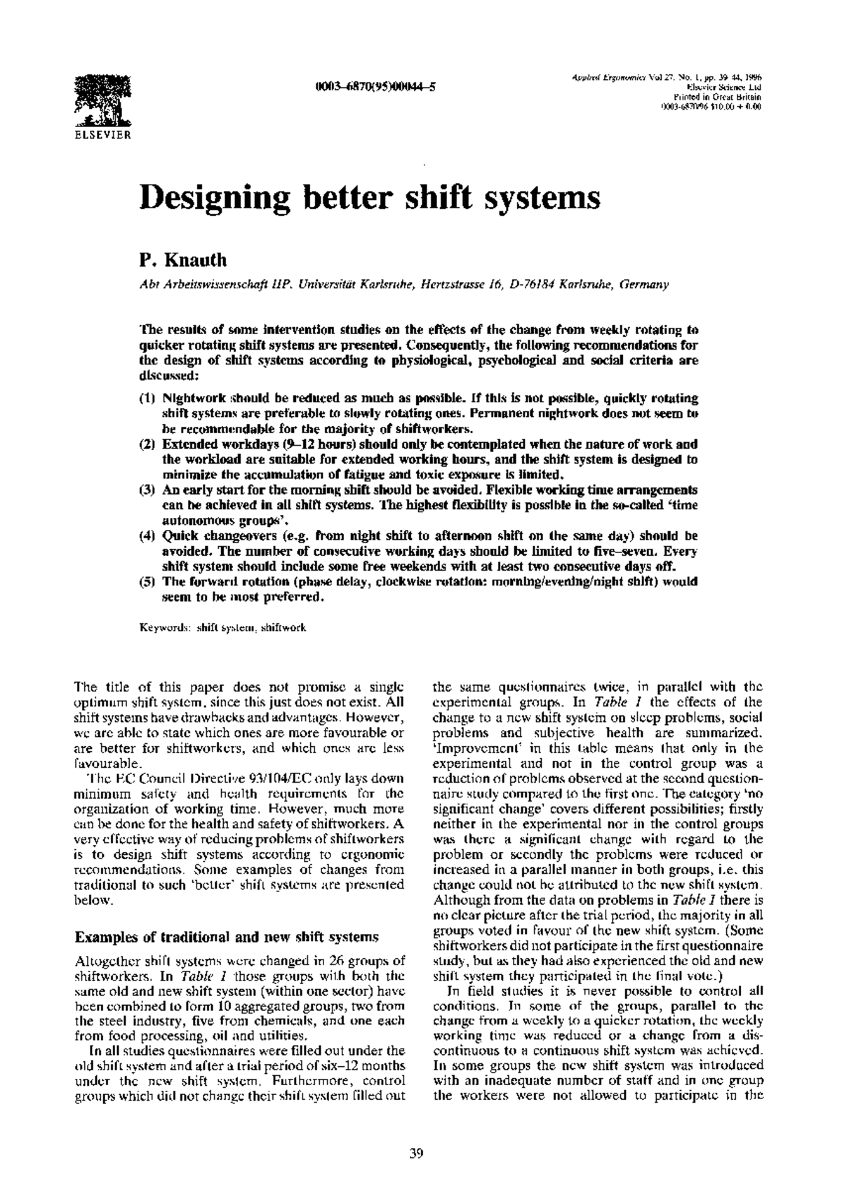 79. Desingning better shift systems - 0003-6870(95)ooo44 ...