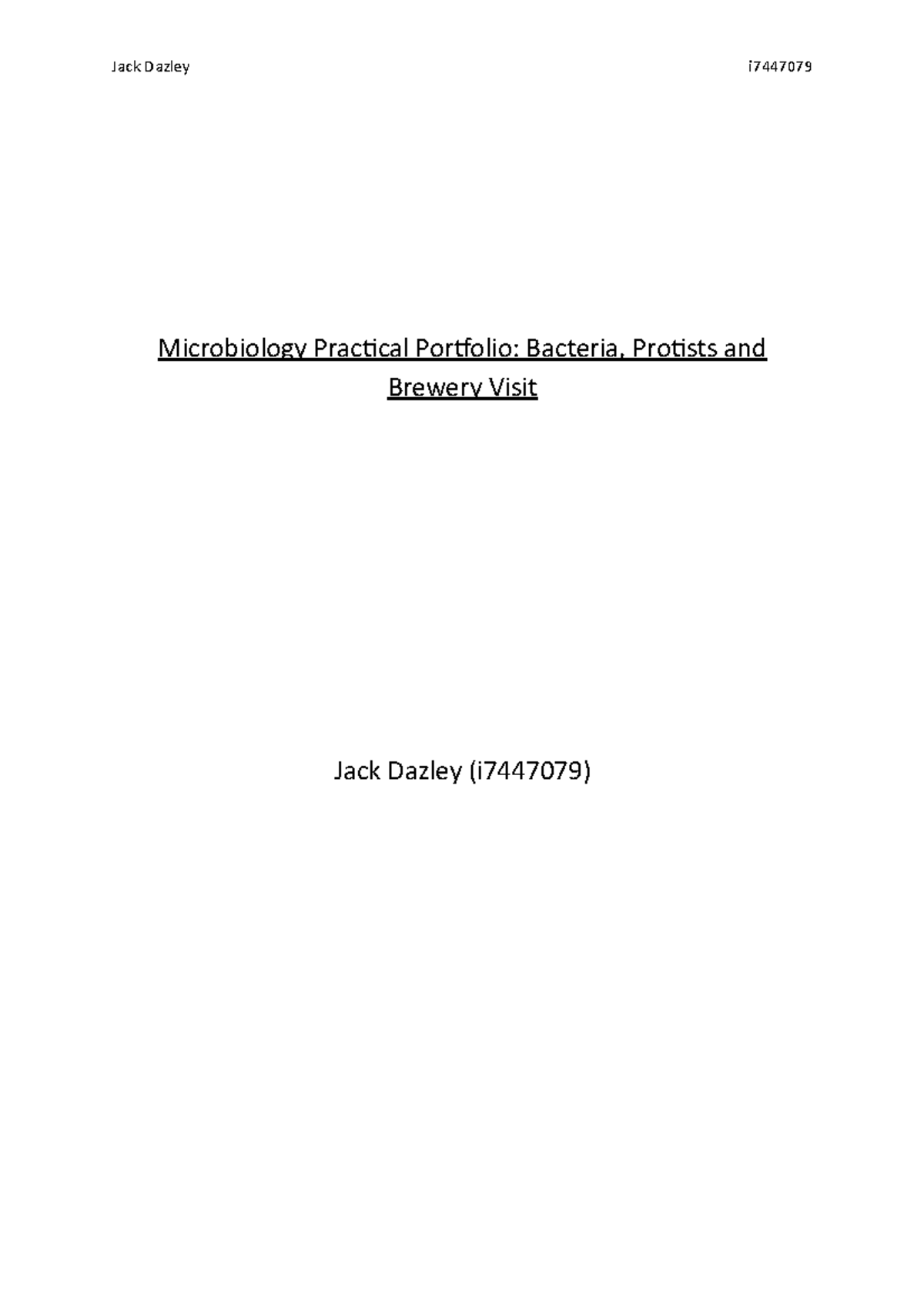 Microbiology Portfolio - Jack Dazley i7447079 Microbiology Practical ...