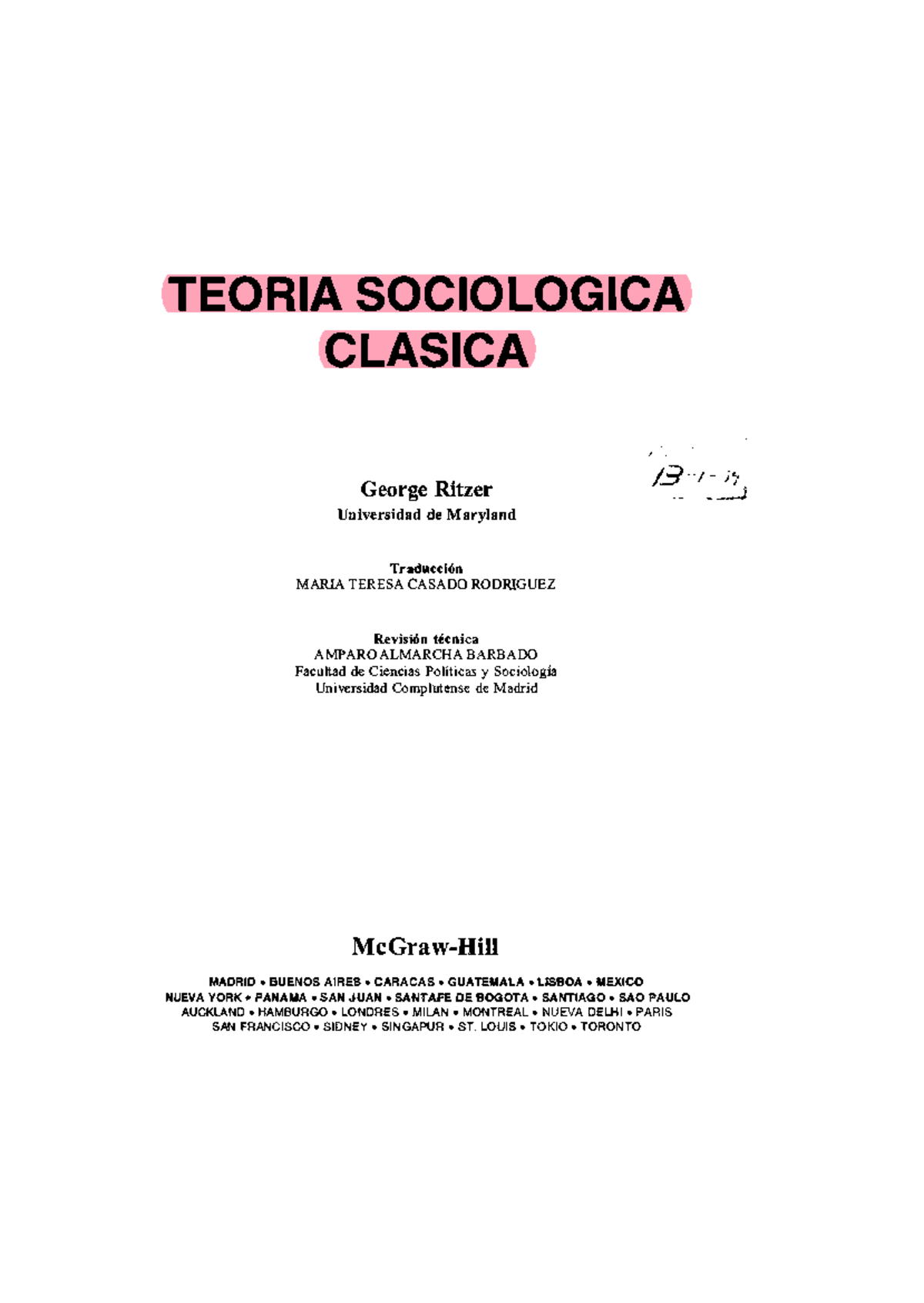 Ritzer G Cap 3 Comte - Bibliografia teorica unidad 1 - TEORIA ...