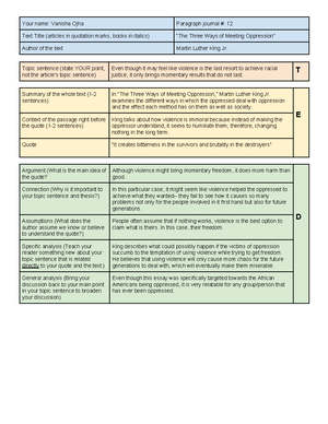 Paragraph Journal #10 - Your name: Vanisha Ojha Paragraph journal #: 10 ...