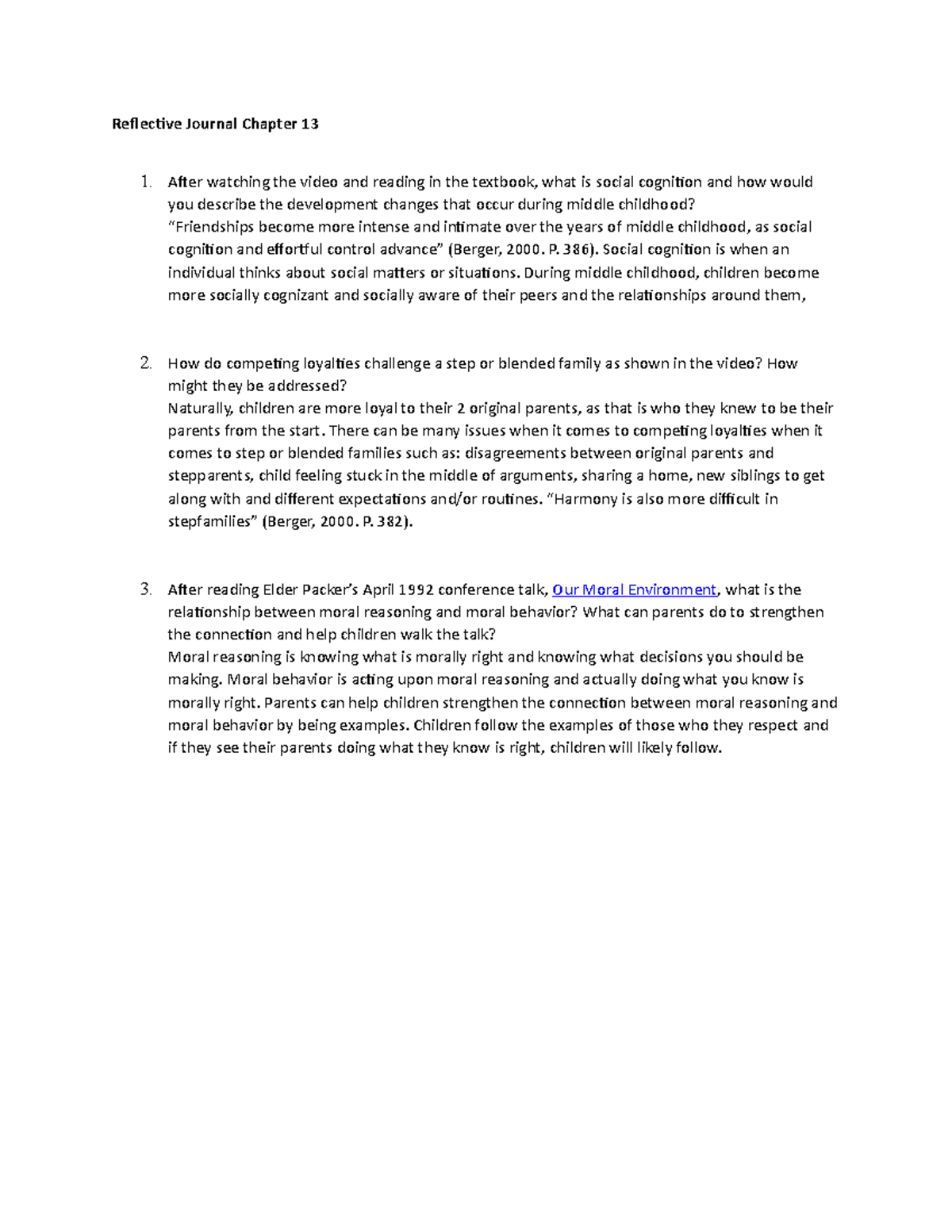 Ch13 reflective journal - Reflective Journal Chapter 13 1. After ...