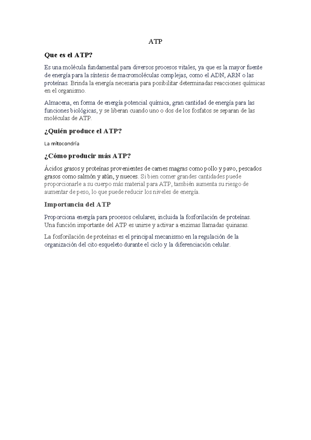 Que es el ATP - AYUDA PA - ATP Que es el ATP? Es una molécula ...