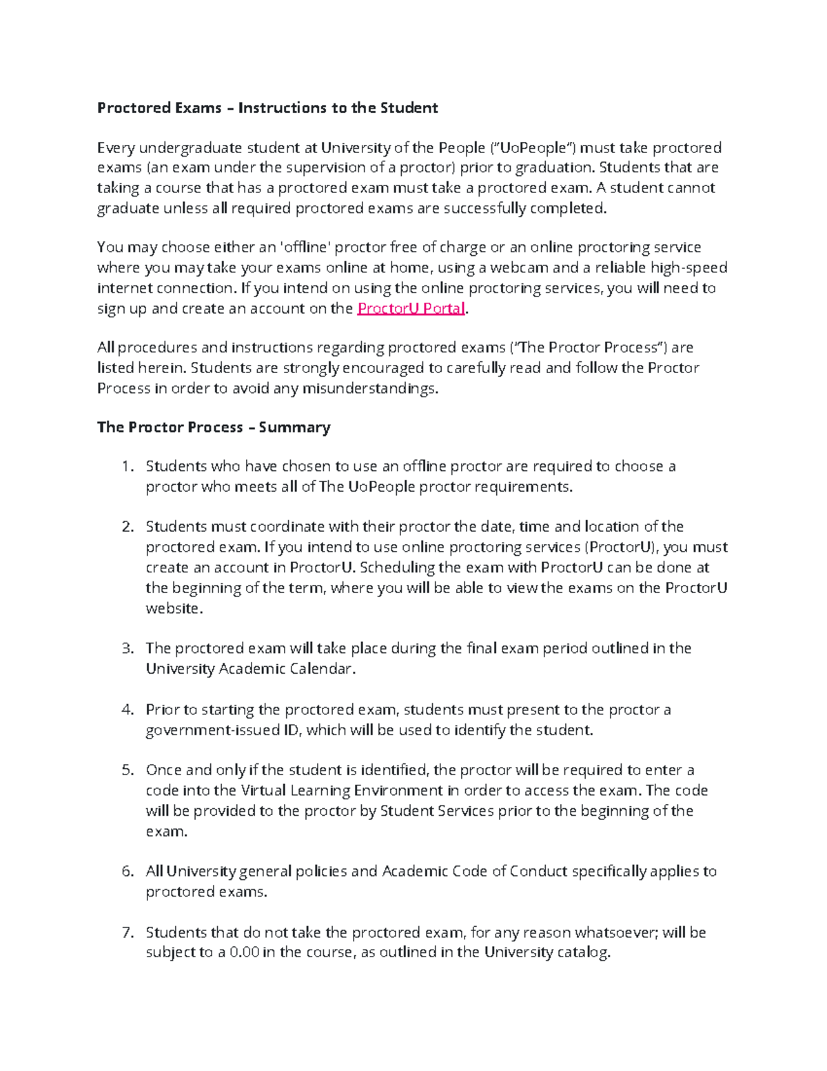 Exam details - Proctored Exams – Instructions to the Student Every ...