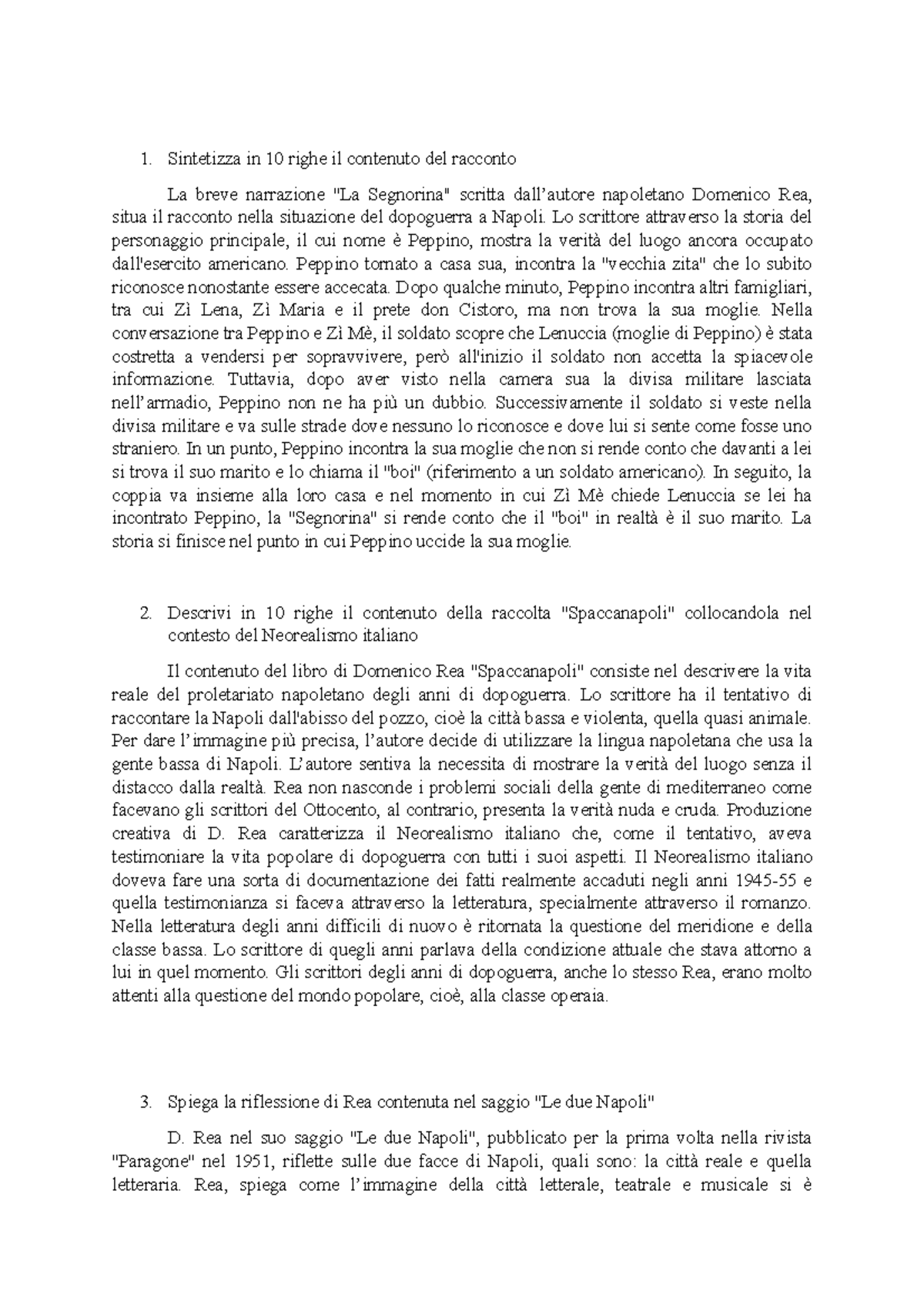 D. Rea e neorealismo - D. Rea e La Capria - Letteratura Italiana ...