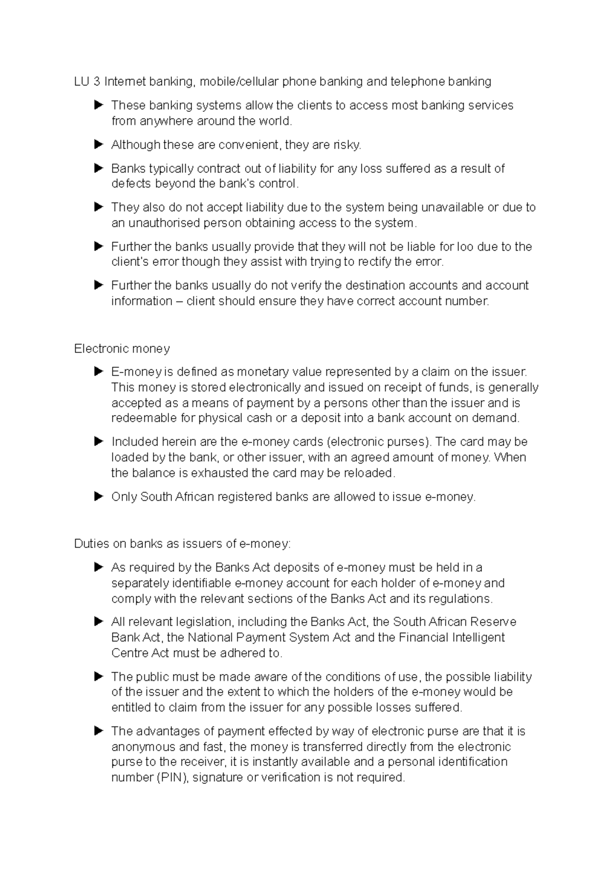 LU 3 Internet banking - These notes are very helpful. - LU 3 Internet ...