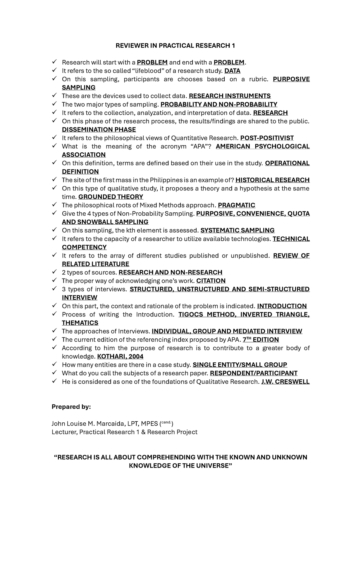 Reviewer-IN-PR1 - REVIEWER IN PRACTICAL RESEARCH 1 Research will start ...