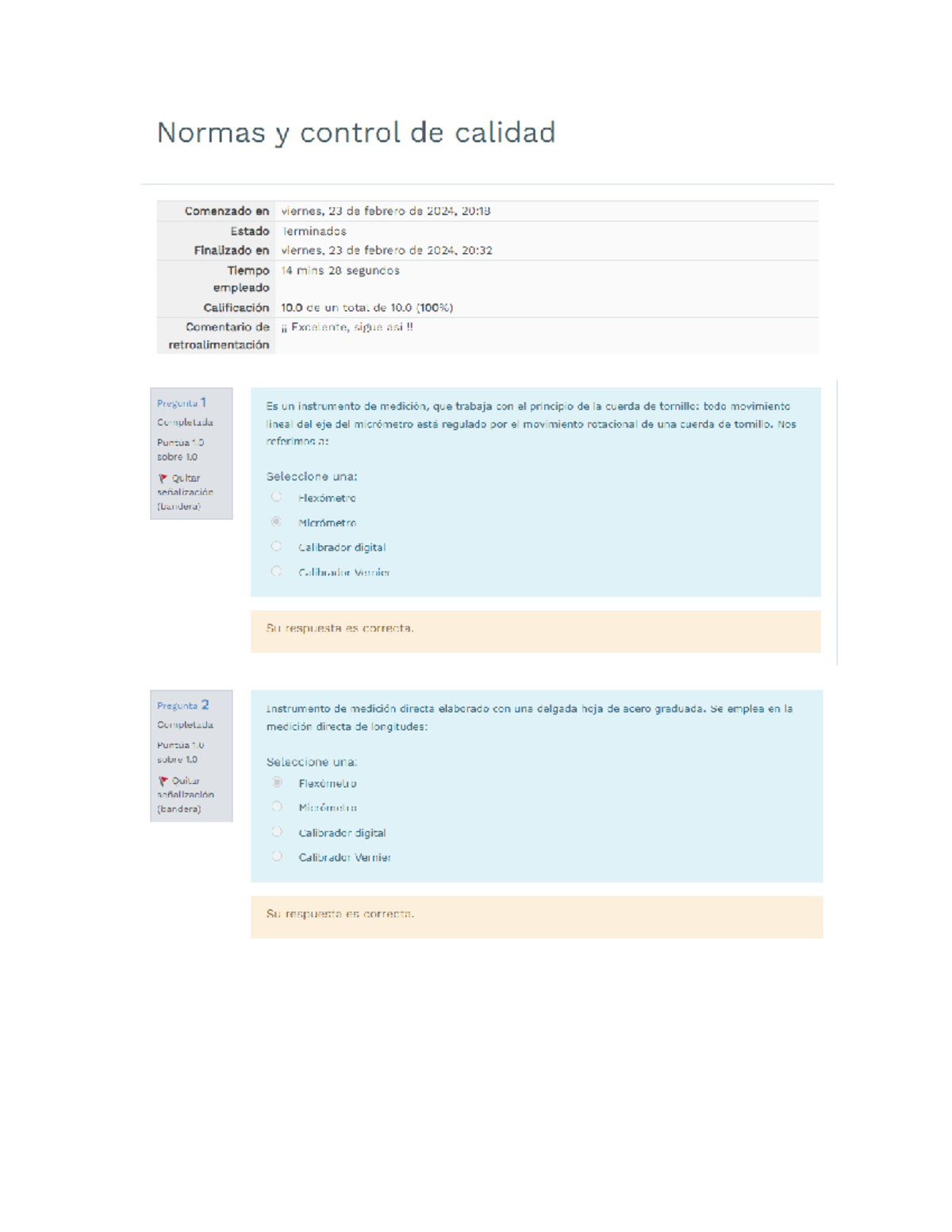 Examen 5 de Normas y control de calidad - Studocu