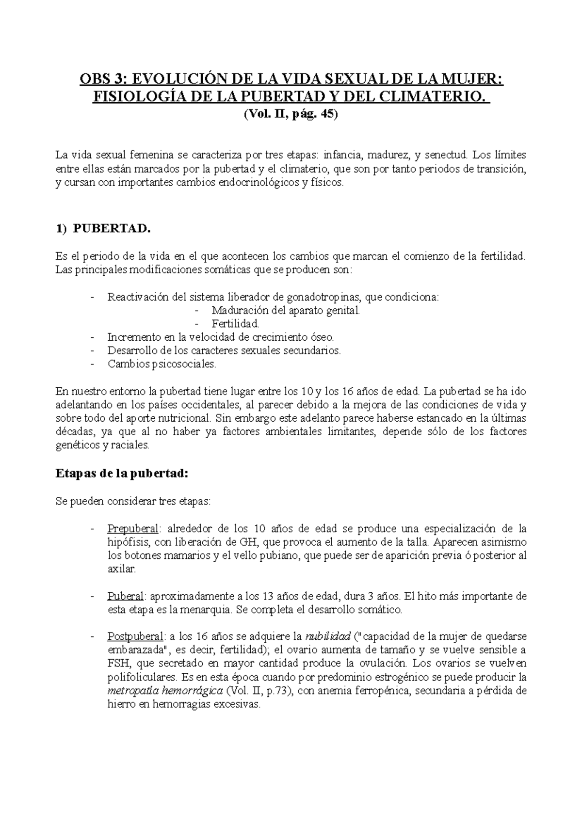 Resumen "Obstetrie en Gynaecologie" - OBS 3: DE LA VIDA SEXUAL DE LA ...