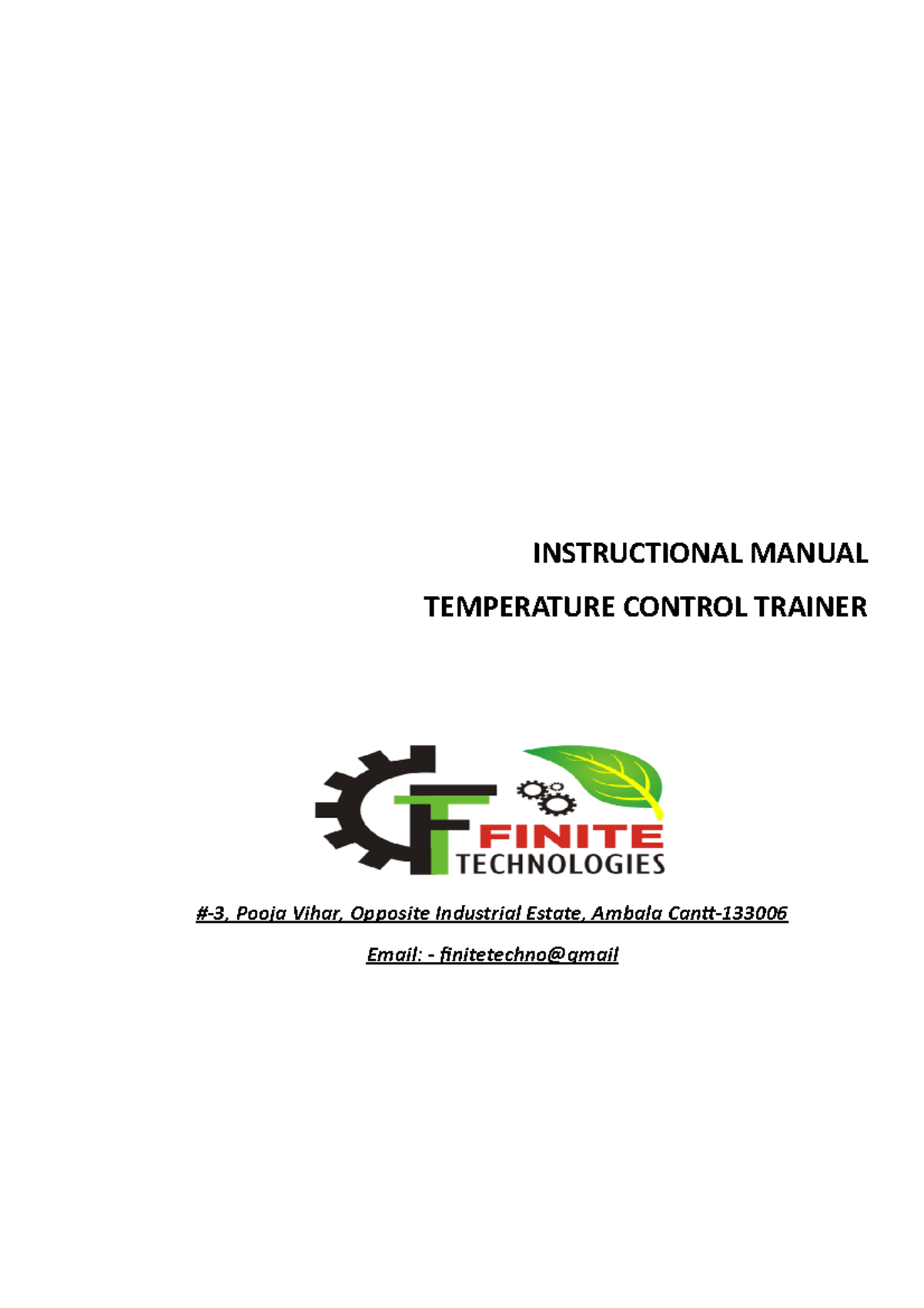 Temperature Control Trainer - INSTRUCTIONAL MANUAL TEMPERATURE CONTROL ...