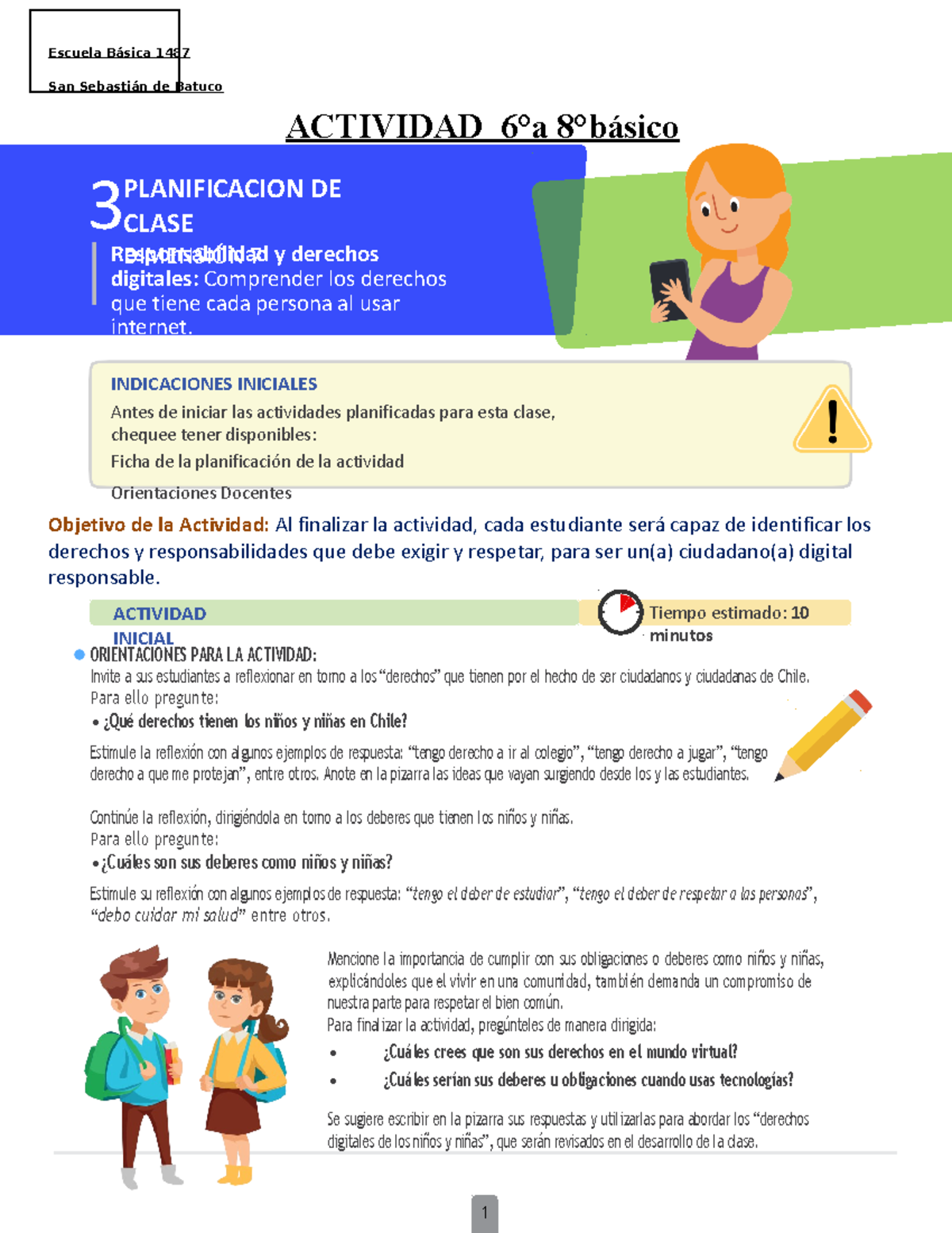 Actividad imprimible para 6to y a 8vo básico - 3 PLANIFICACION DE CLASE ...