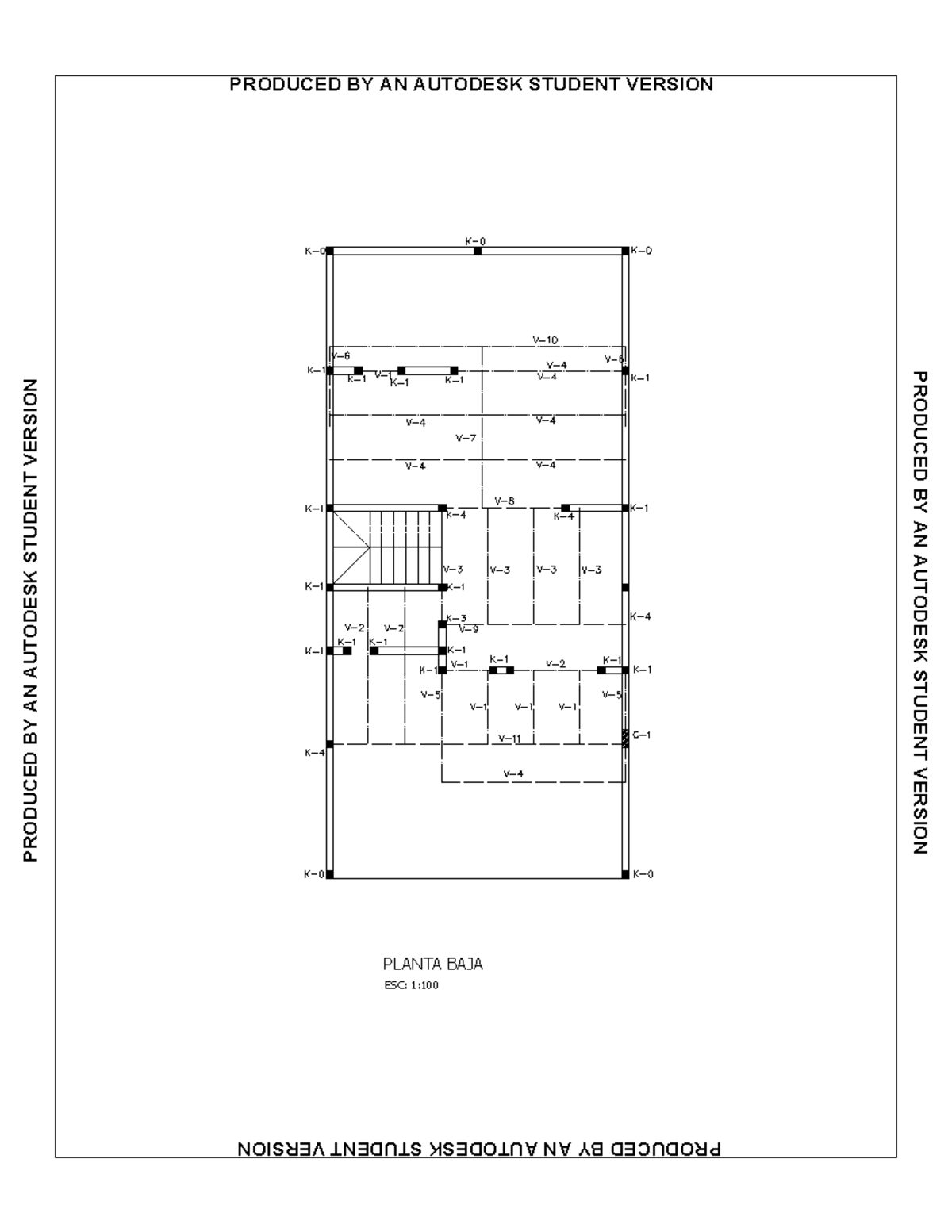 1 - ejercicio de marcar cargas - Diseño de estructuras de acero I - PLANTA BAJA ESC: 1: PRODUCED ...
