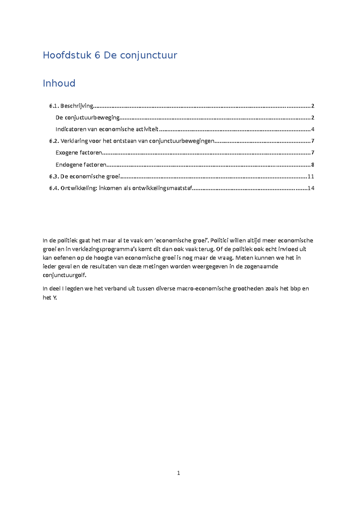 H6+Conjuntuur+en+economische+groei - Hoofdstuk 6 De conjunctuur Inhoud ...