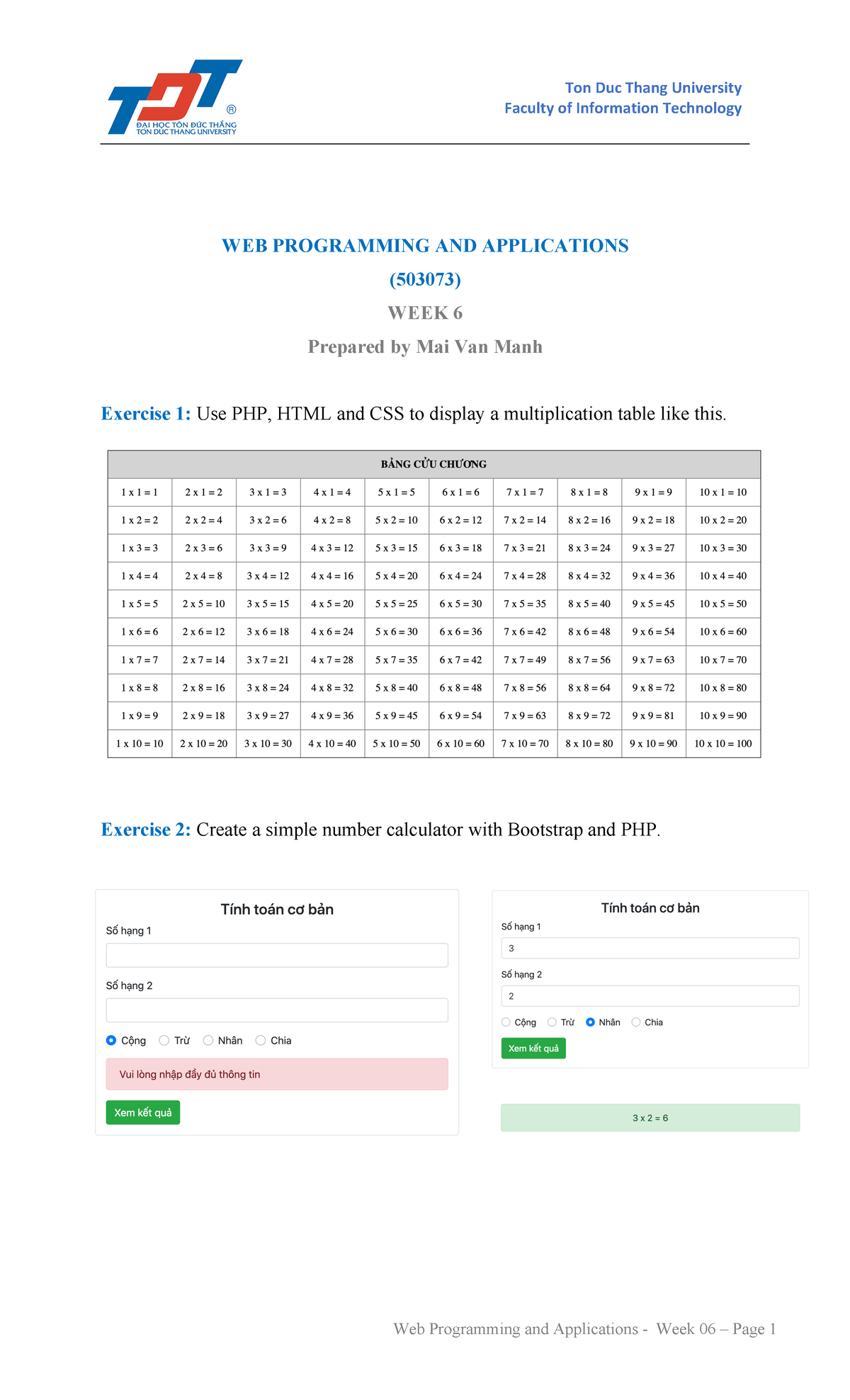 Lab06 - Ton Duc Thang University Faculty of Information Technology Web ...