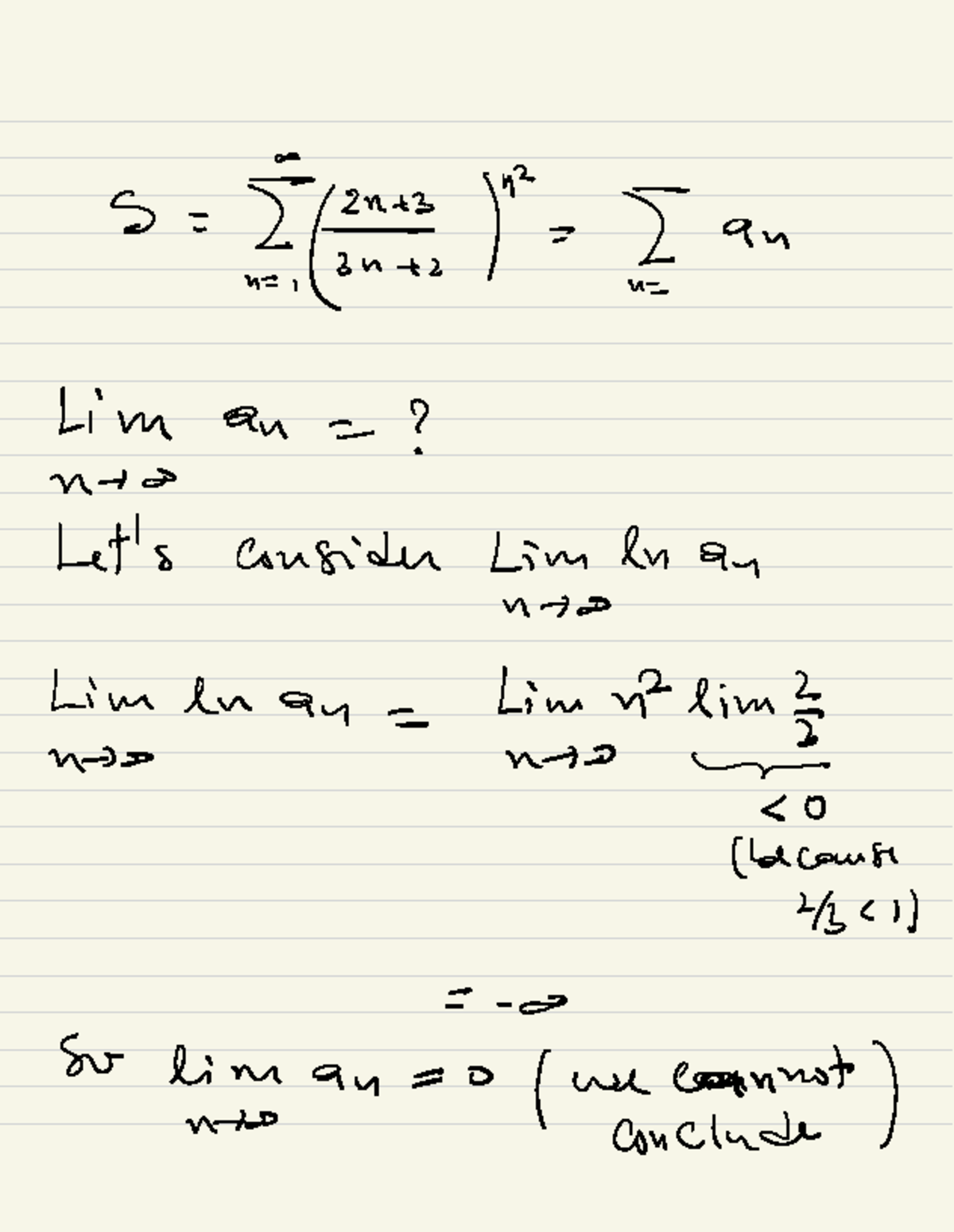 Series suggested in class by a student - = Lim an =? n + x Let's ...