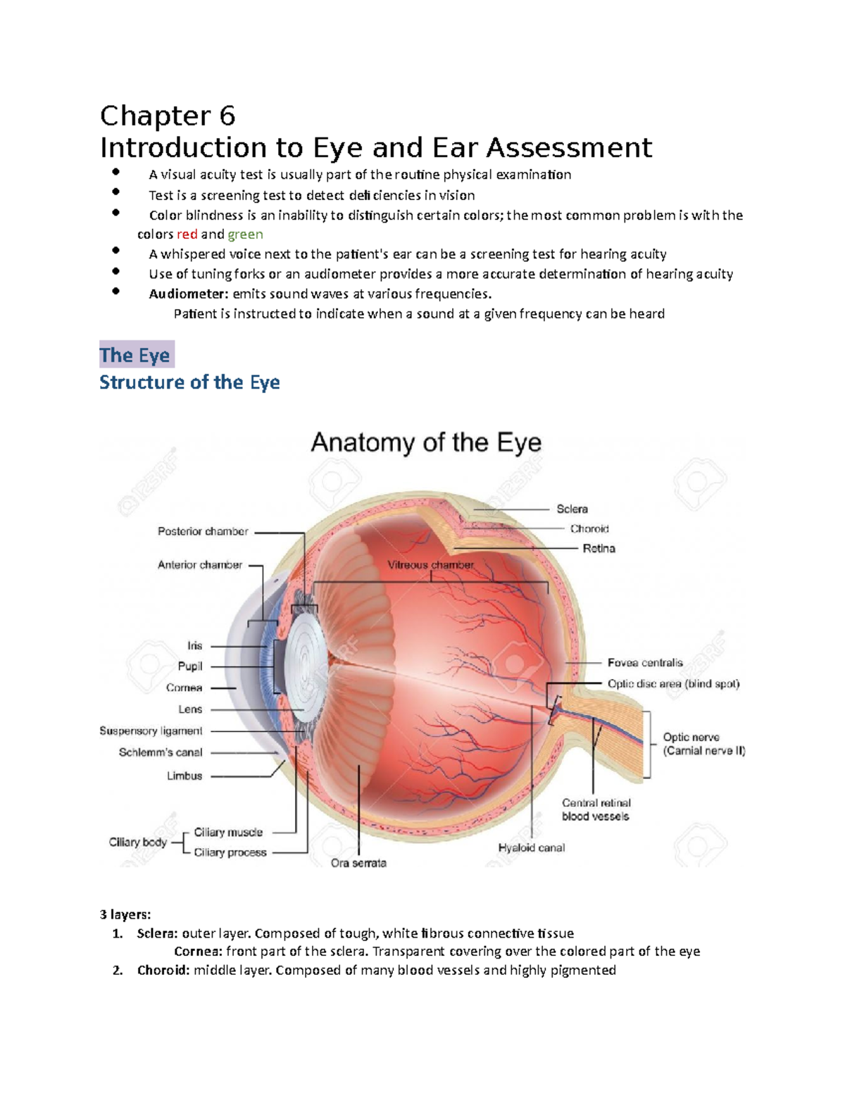 CH 6 Notes - Chapter 6 Introduction to Eye and Ear Assessment A visual ...