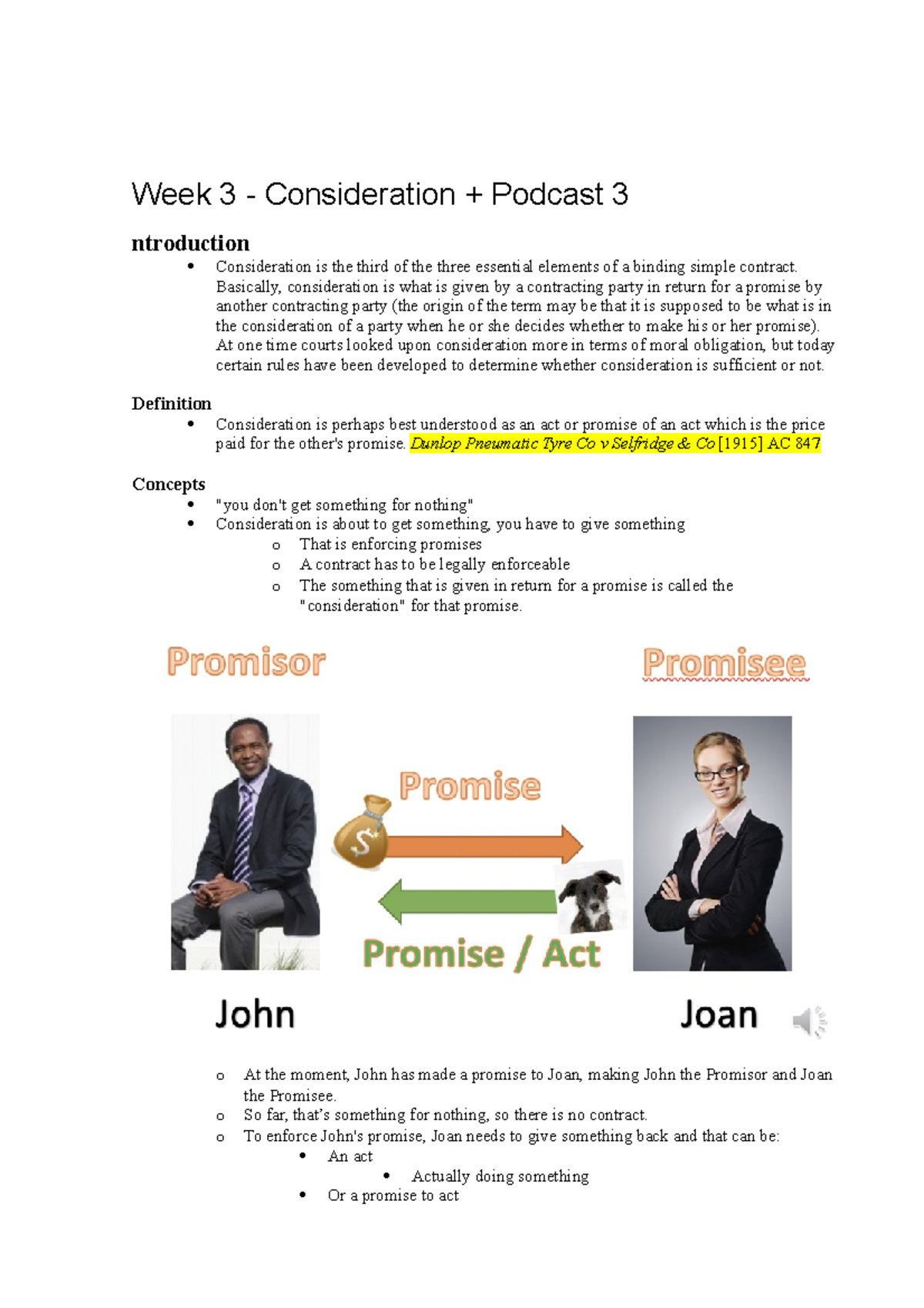 Week 3 - Evidence - Notes - Week 3 - Consideration + Podcast 3 ...