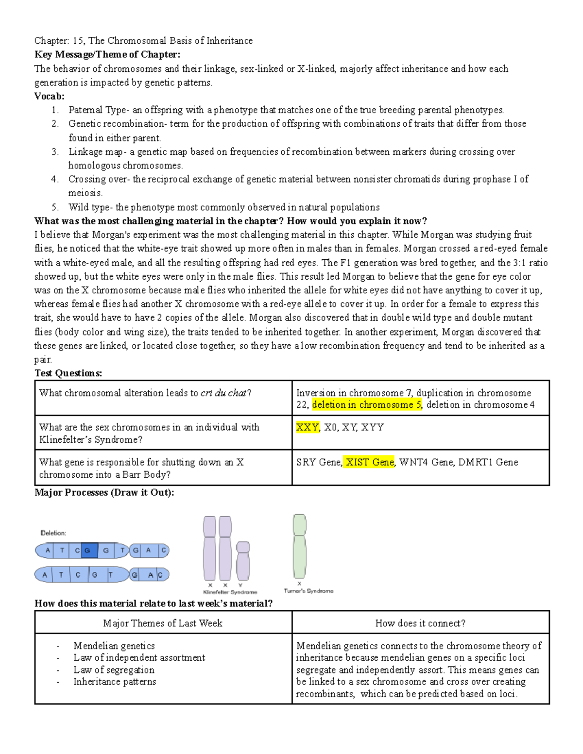 Chapter 15 Study Guide - Chapter: 15, The Chromosomal Basis of ...