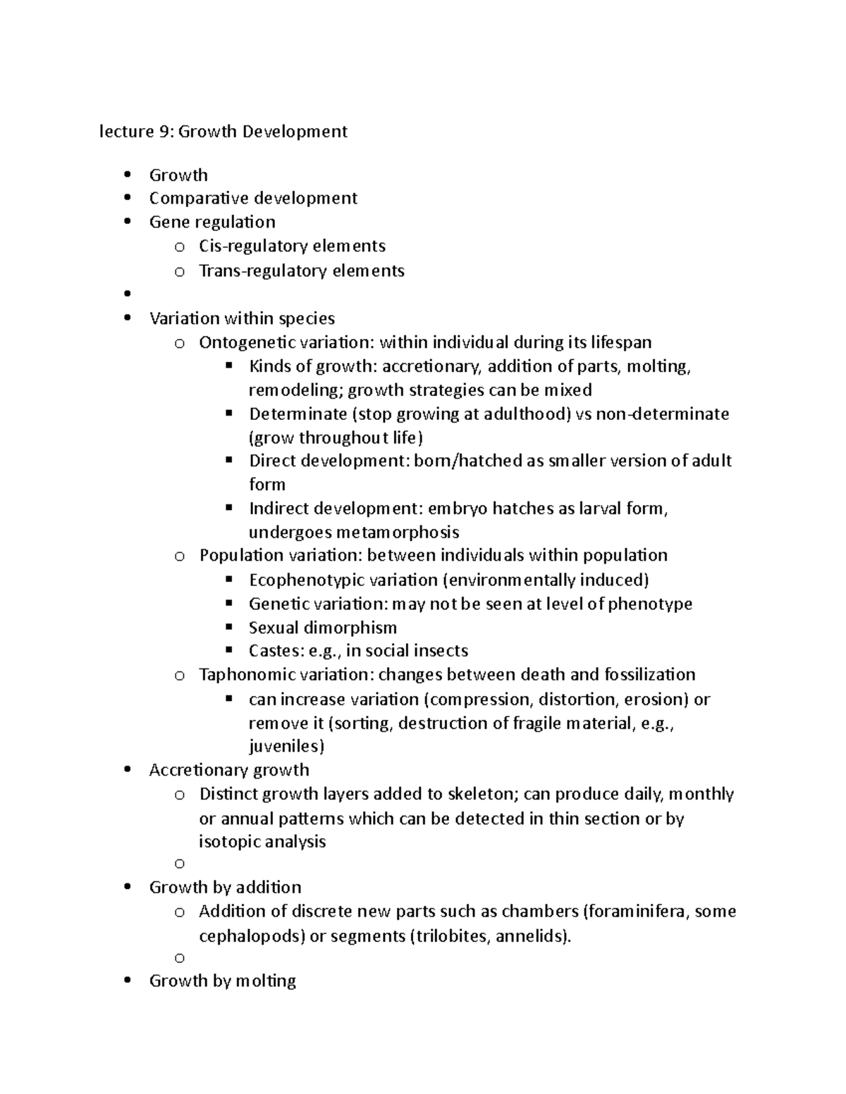 Lecture 9 Growth Development Lecture 9 Growth Development Growth Comparative Development