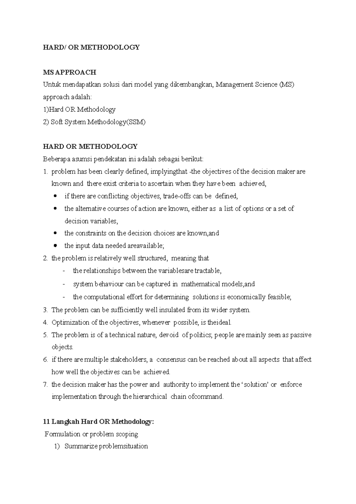 HARD OR Methodology - HARD/ OR METHODOLOGY MS APPROACH Untuk ...