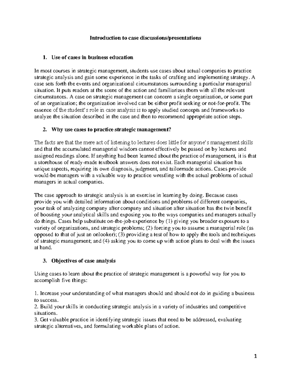 Overview of How the Case Method Works - Introduction to case ...