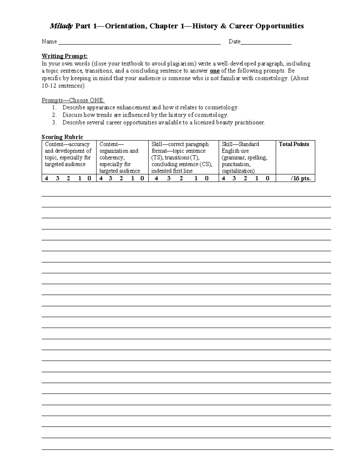 Milady Part 1-Orientation Chapter 1-History and Career Opportunities ...