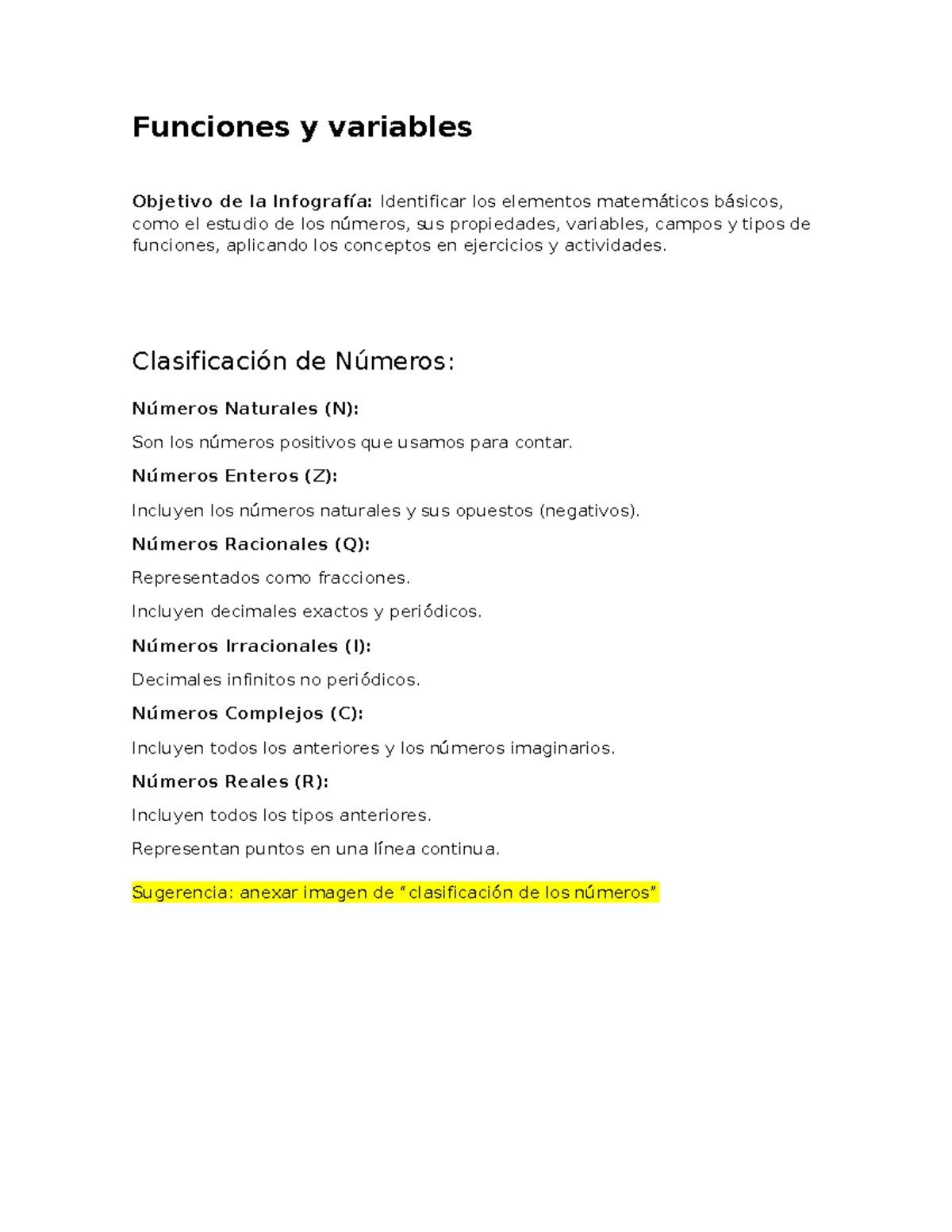 Funciones y variables infografía - Funciones y variables Objetivo de la ...