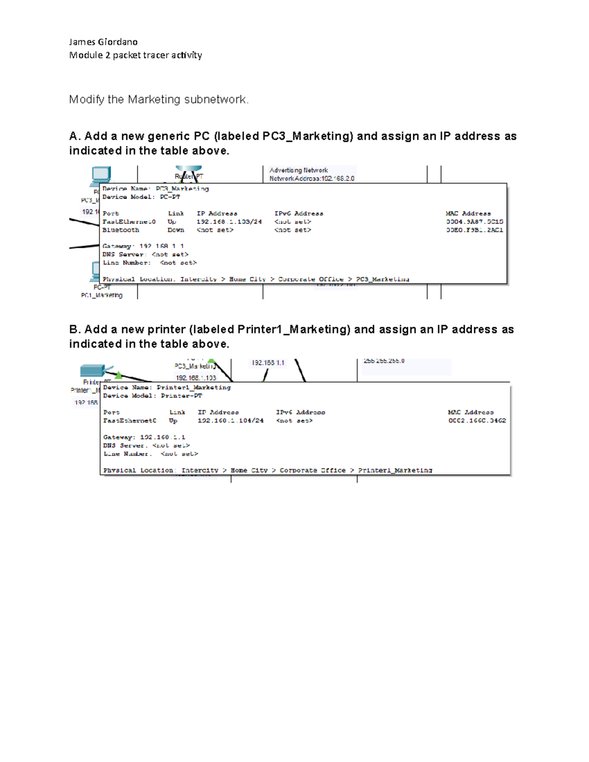 Mod 2 Activity - Process to modify the marketing sub network and ...