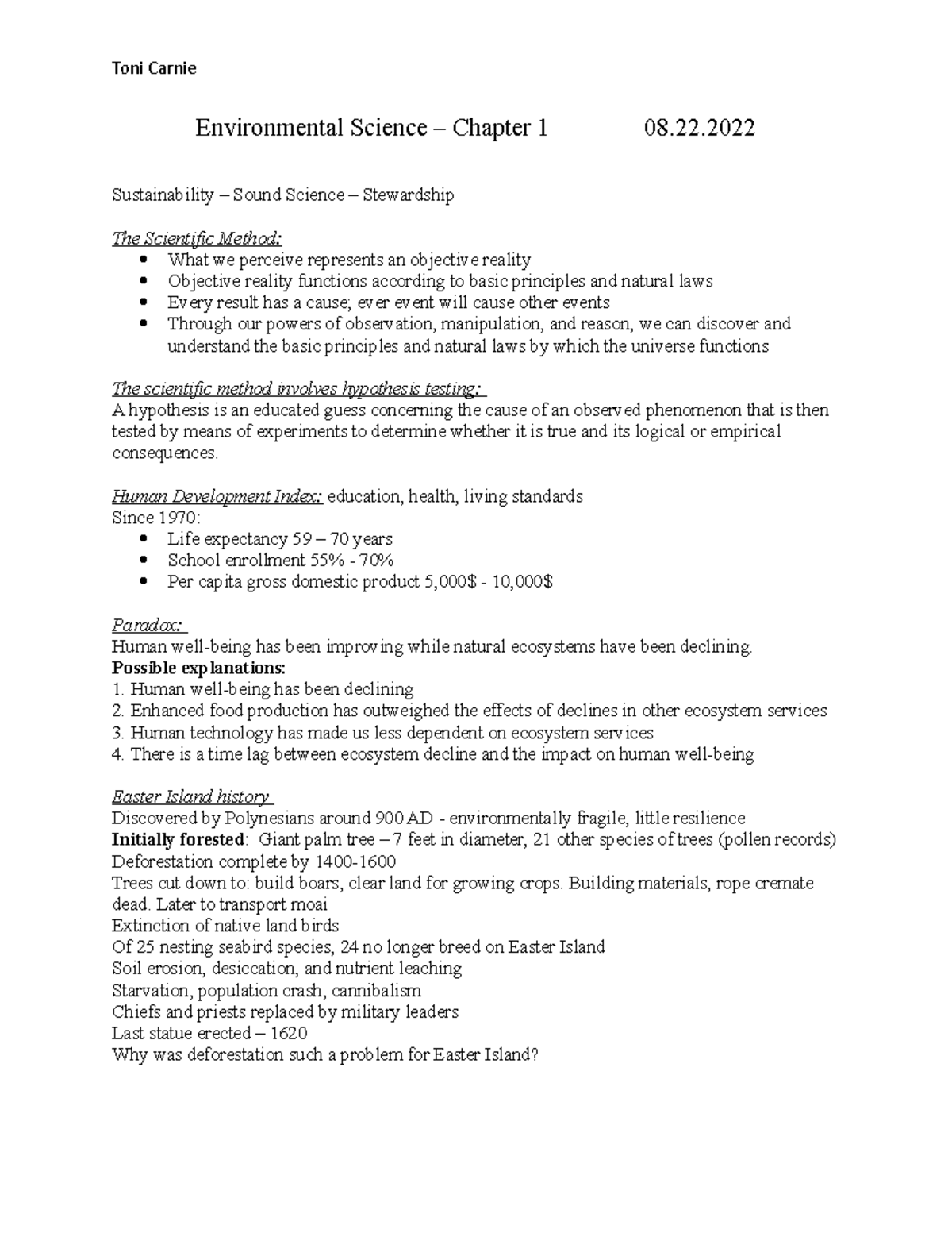 ENVS - Chapter 1 - Toni Carnie Environmental Science – Chapter 1 08 ...