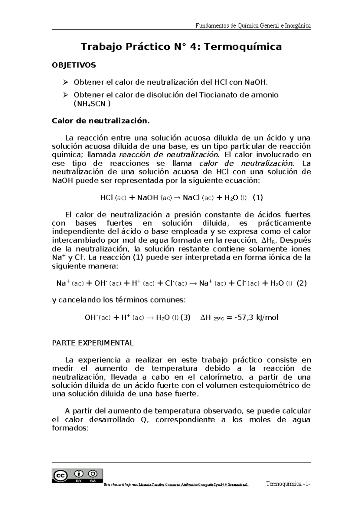 Informe Trabajo Practico Nº4 Termoquimica - Trabajo Práctico N° 4 ...