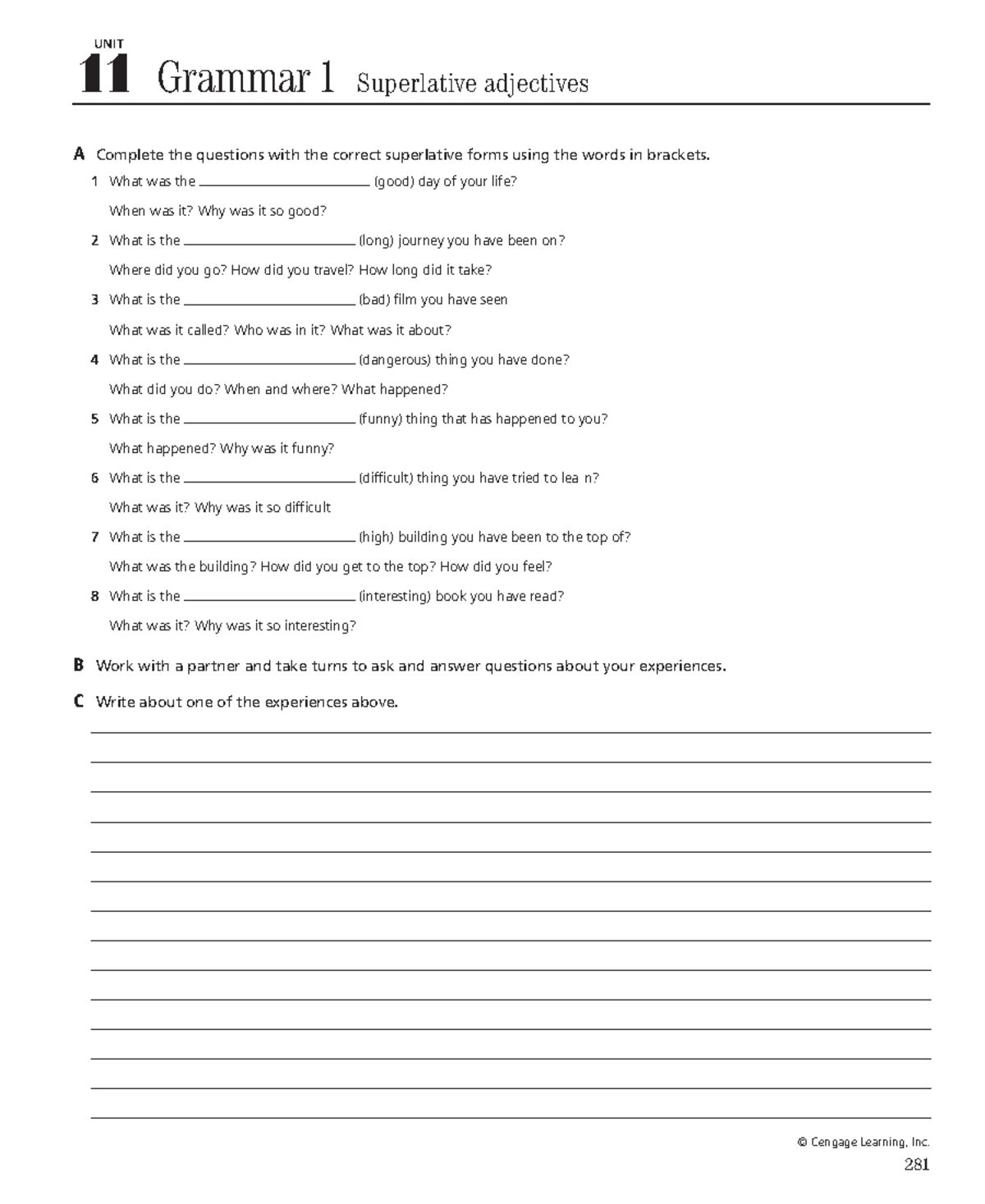 159466 Voices Elementary Student Worksheets Grammar 1 Unit 11 - 281 ª ...