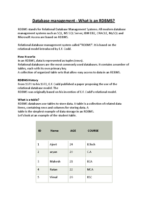 Database management – centralised database - Database management – centralised database ...