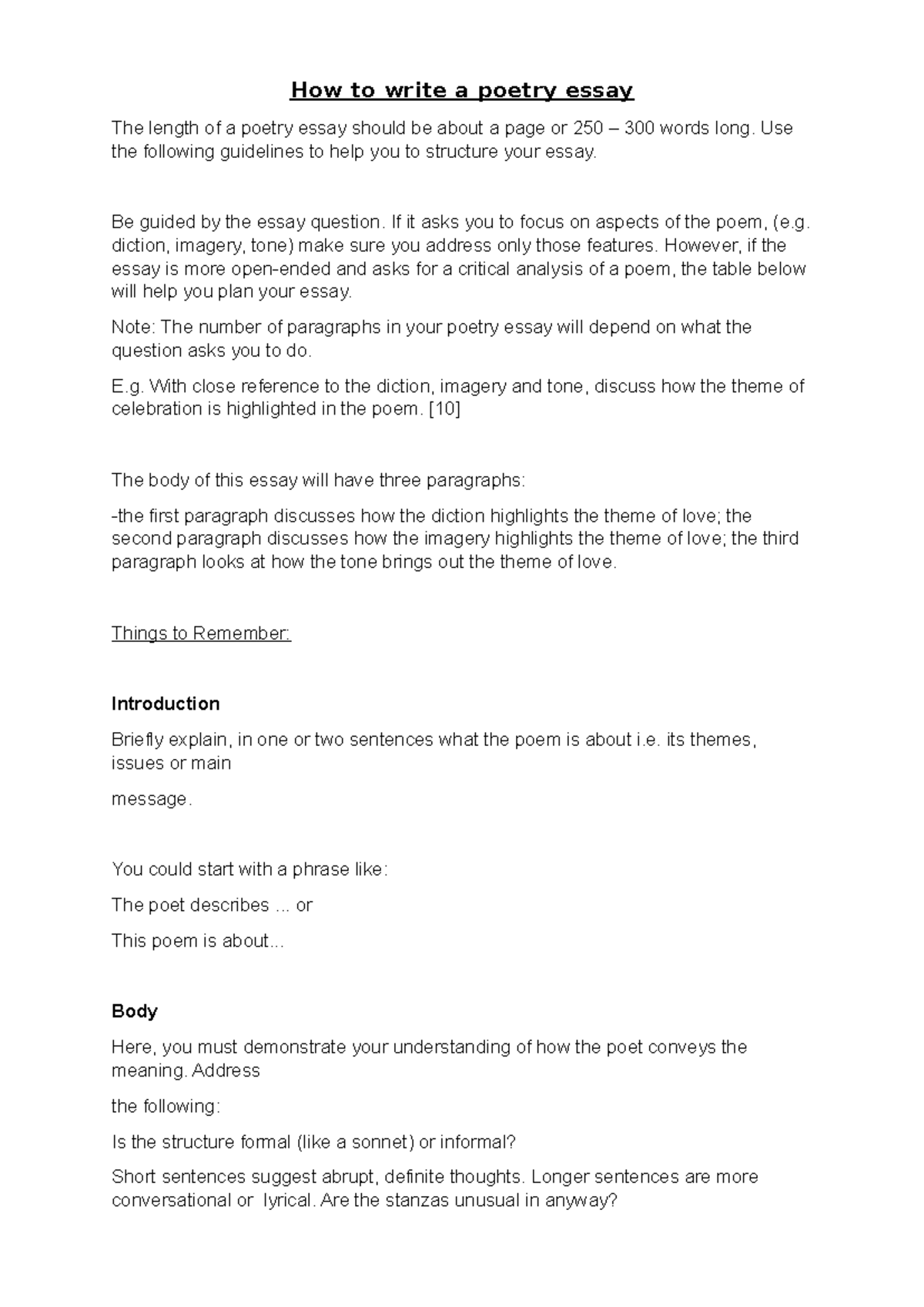 How to write a poetry essay - Use the following guidelines to help you ...