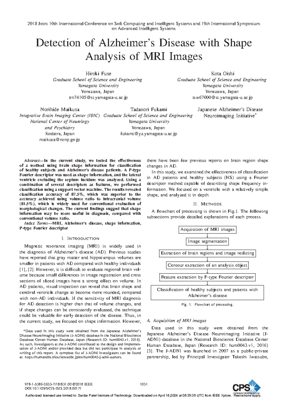 Detection of Alzheimers Disease with Shape Analysis of MRI Images ...