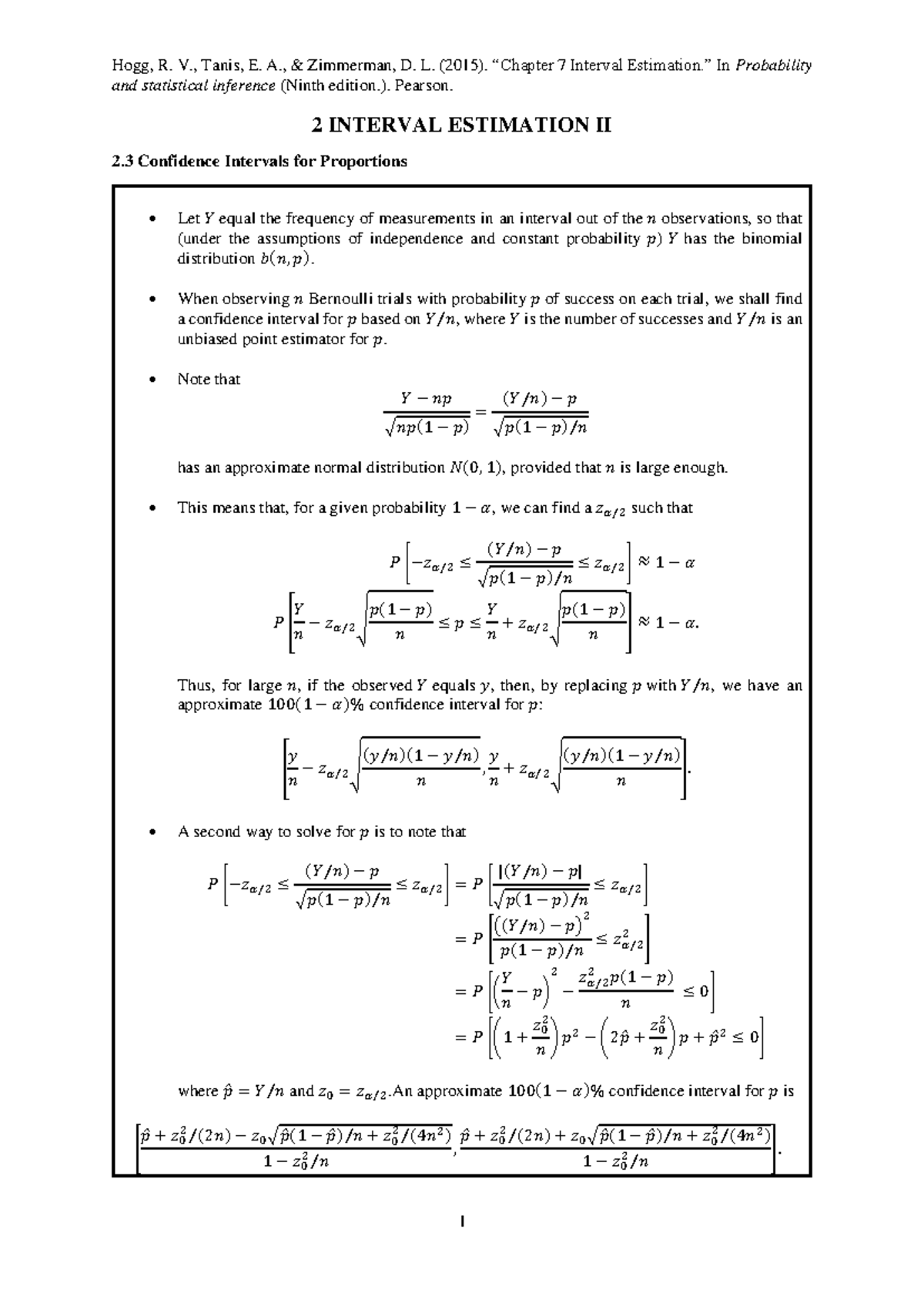2 Interval Estimation Ii - and statistical inference (Ninth edition.). Pearson. 2 INTERVAL - Studocu