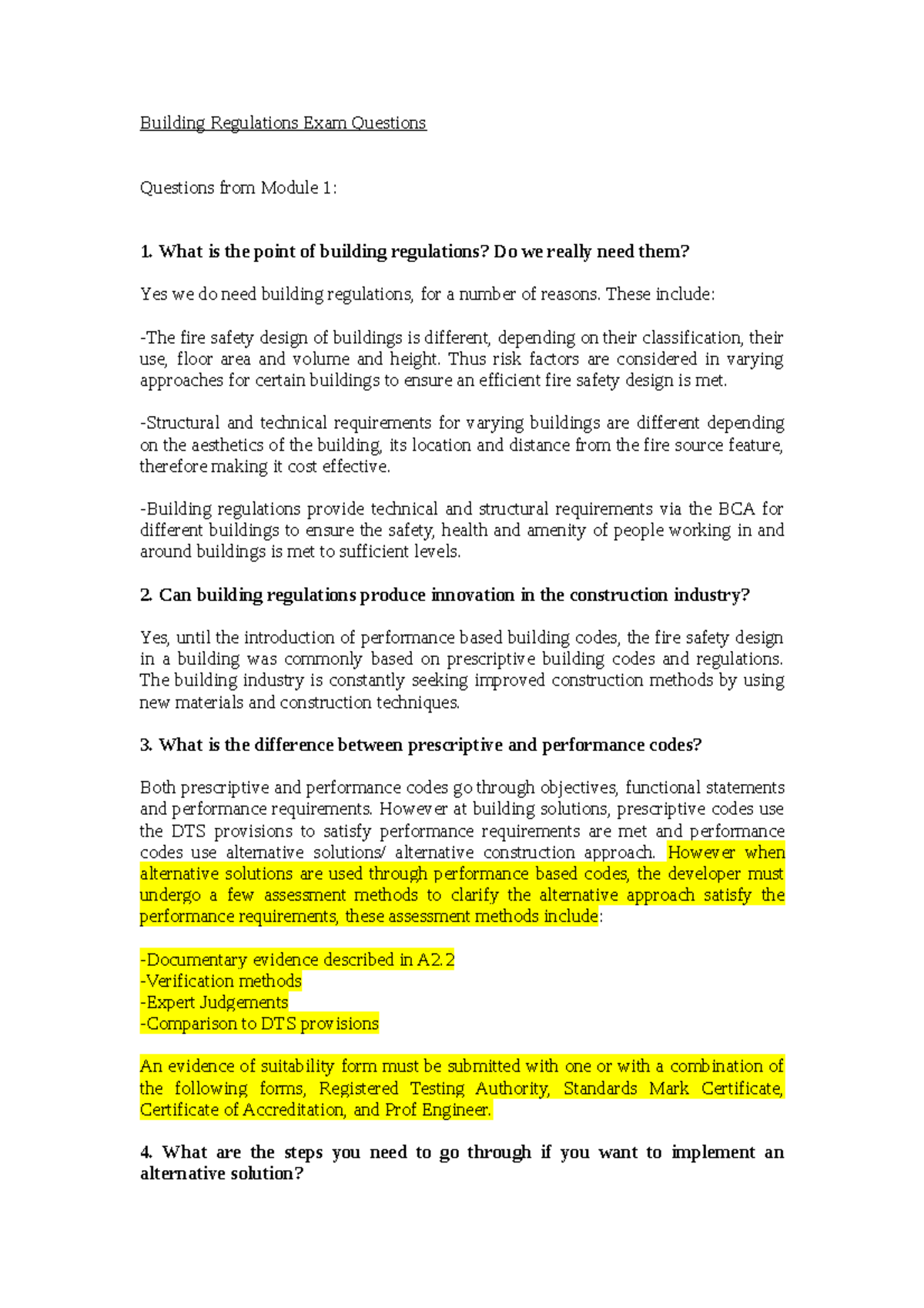 Building Regulations Exam Questions 1 - Building Regulations Exam ...