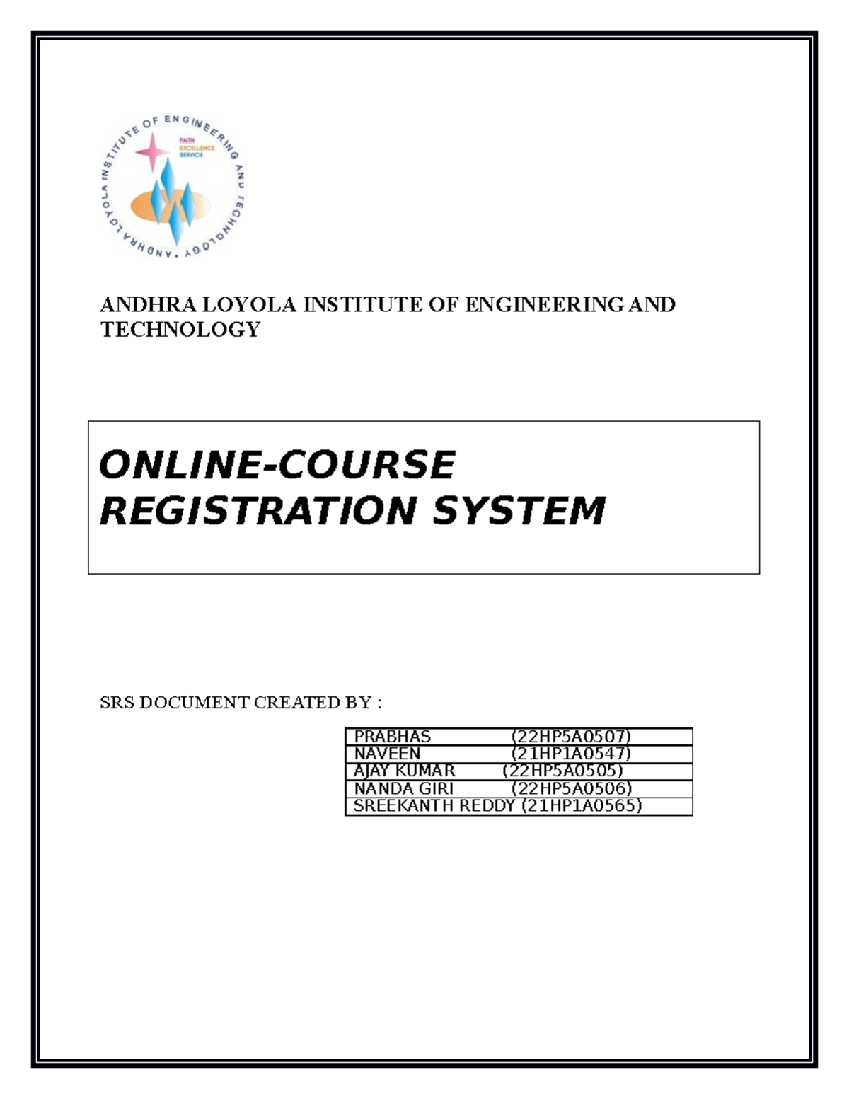 Course Registration System SRS Assignment(CSE1) - ANDHRA LOYOLA ...