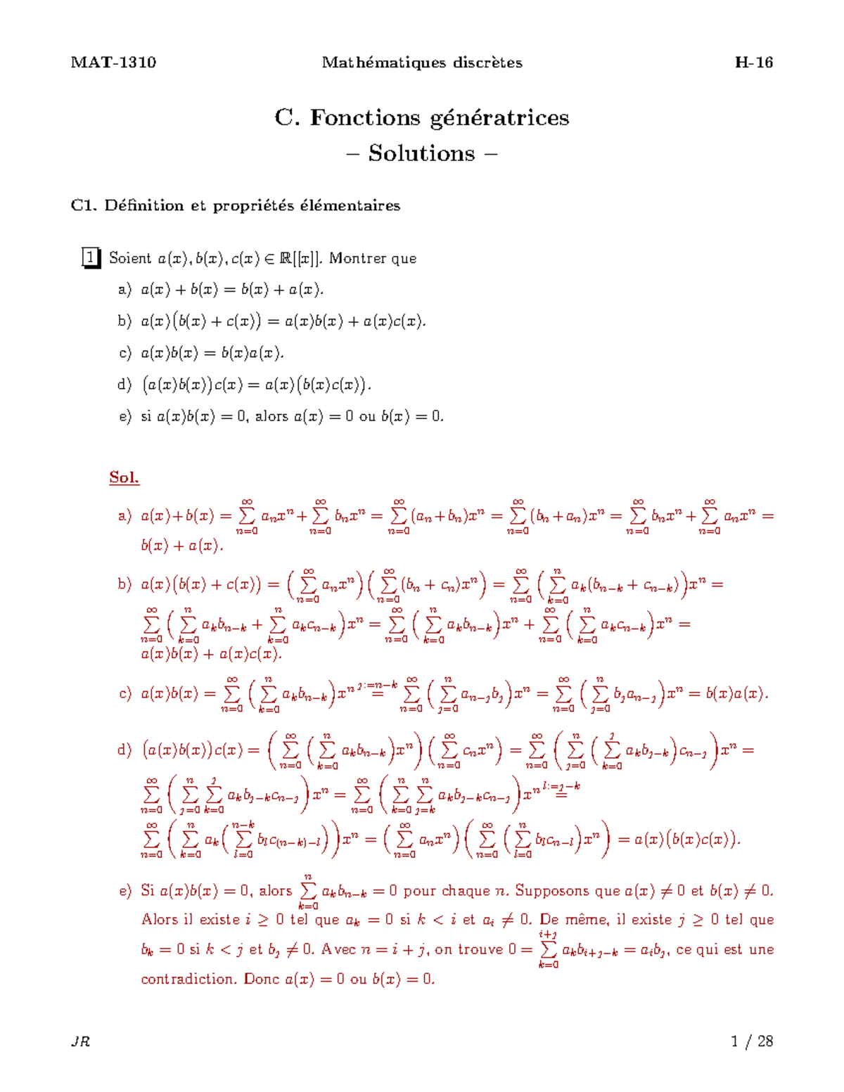 3. Solutionnaire Fonctions génératrices - C. Fonctions g ́en ́eratrices ...