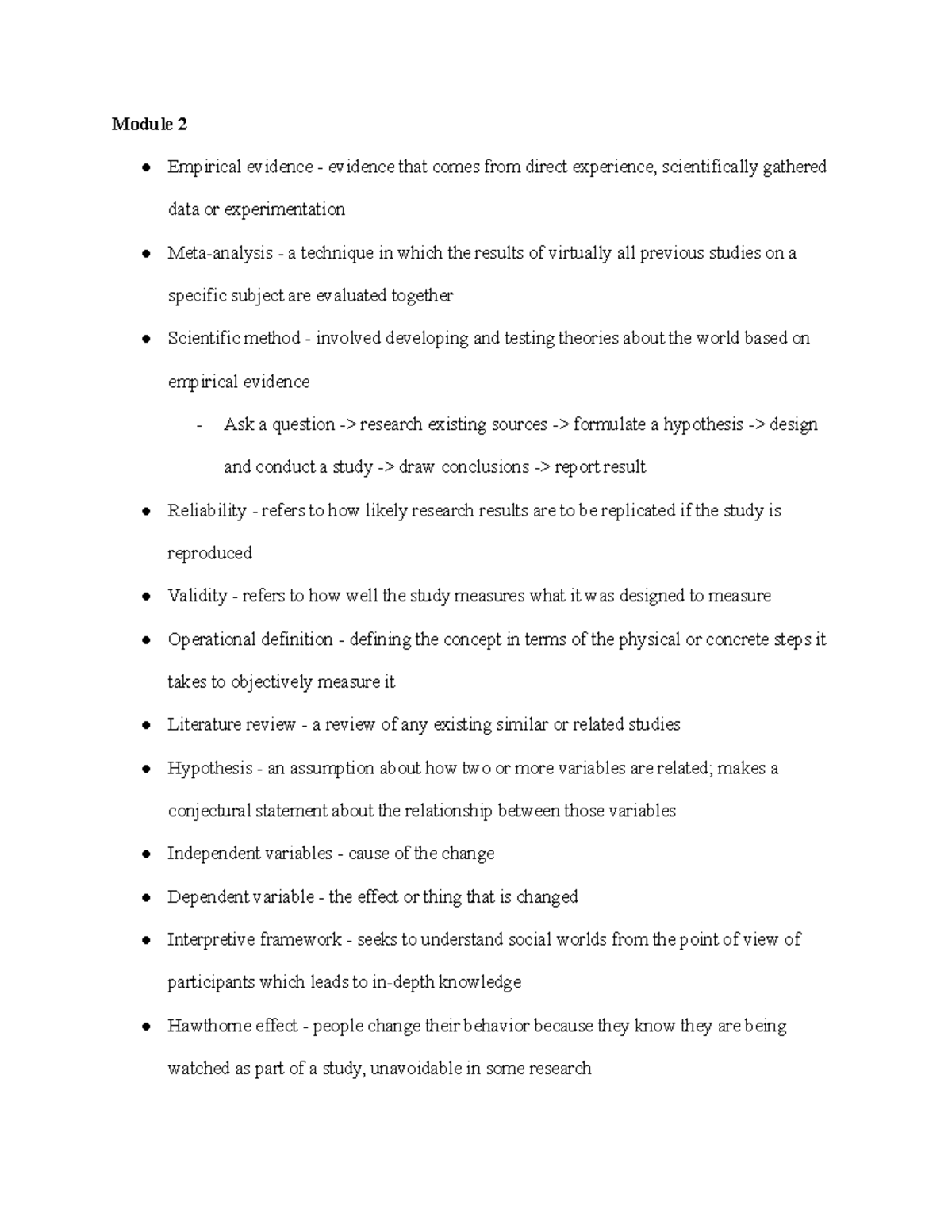 Sociology Chapter 2 Notes - Module 2 Empirical evidence - evidence that ...