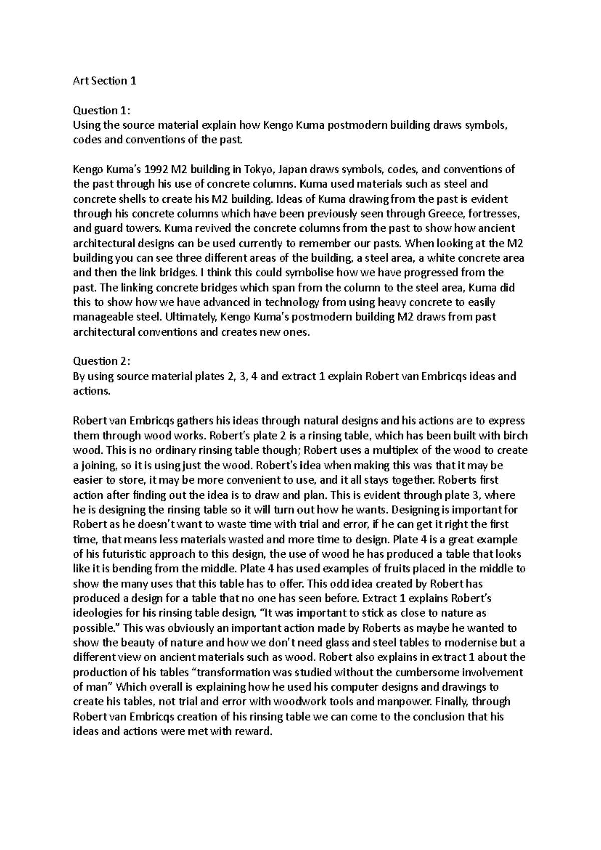 Art Section 1 - Art Help - Art Section 1 Question 1: Using the source ...