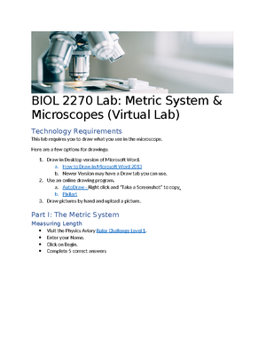 BIOL 2270 Lab - Cells Structure & Function (Virtual Lab) - BIOL 2270 ...
